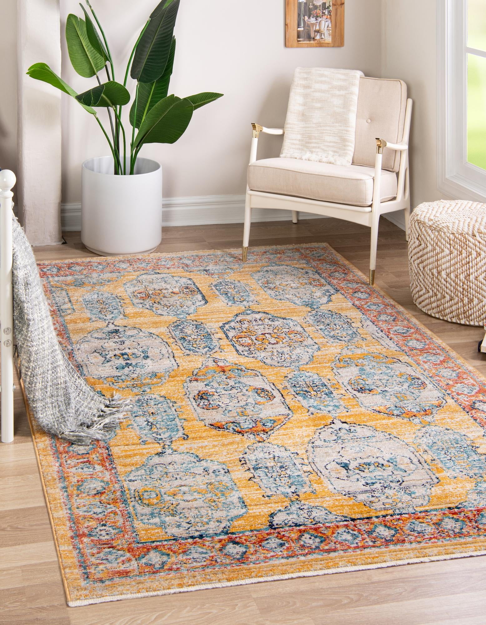 Rugs.com Lola Collection Rug – 8' x 10' Yellow Medium Rug Perfect For ...