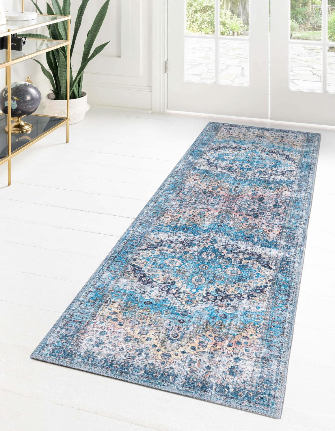 Rugs.com Mangata Collection Rug – 2' x 5' Runner Blue Low Rug Perfect ...