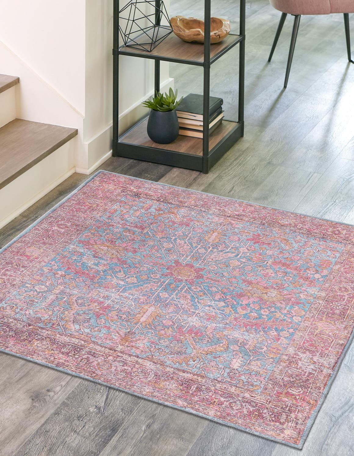 Rugs.com Mangata Collection Rug – 5' 3 Square Antique Blue Low Rug ...
