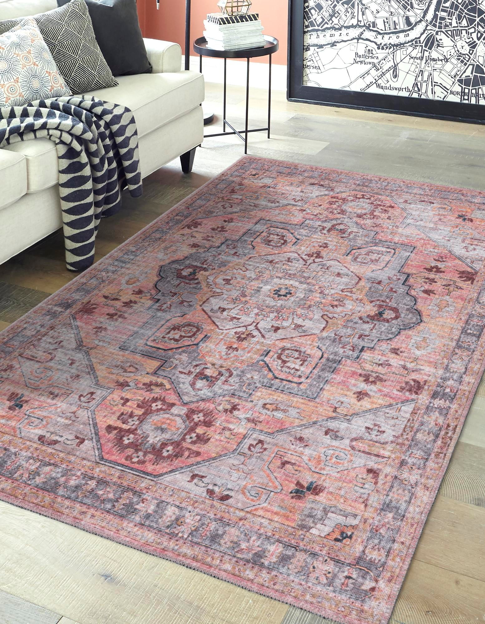 Rugs.com Mangata Collection Rug – 5' 3 x 8' Apricot And Pink Low Rug ...