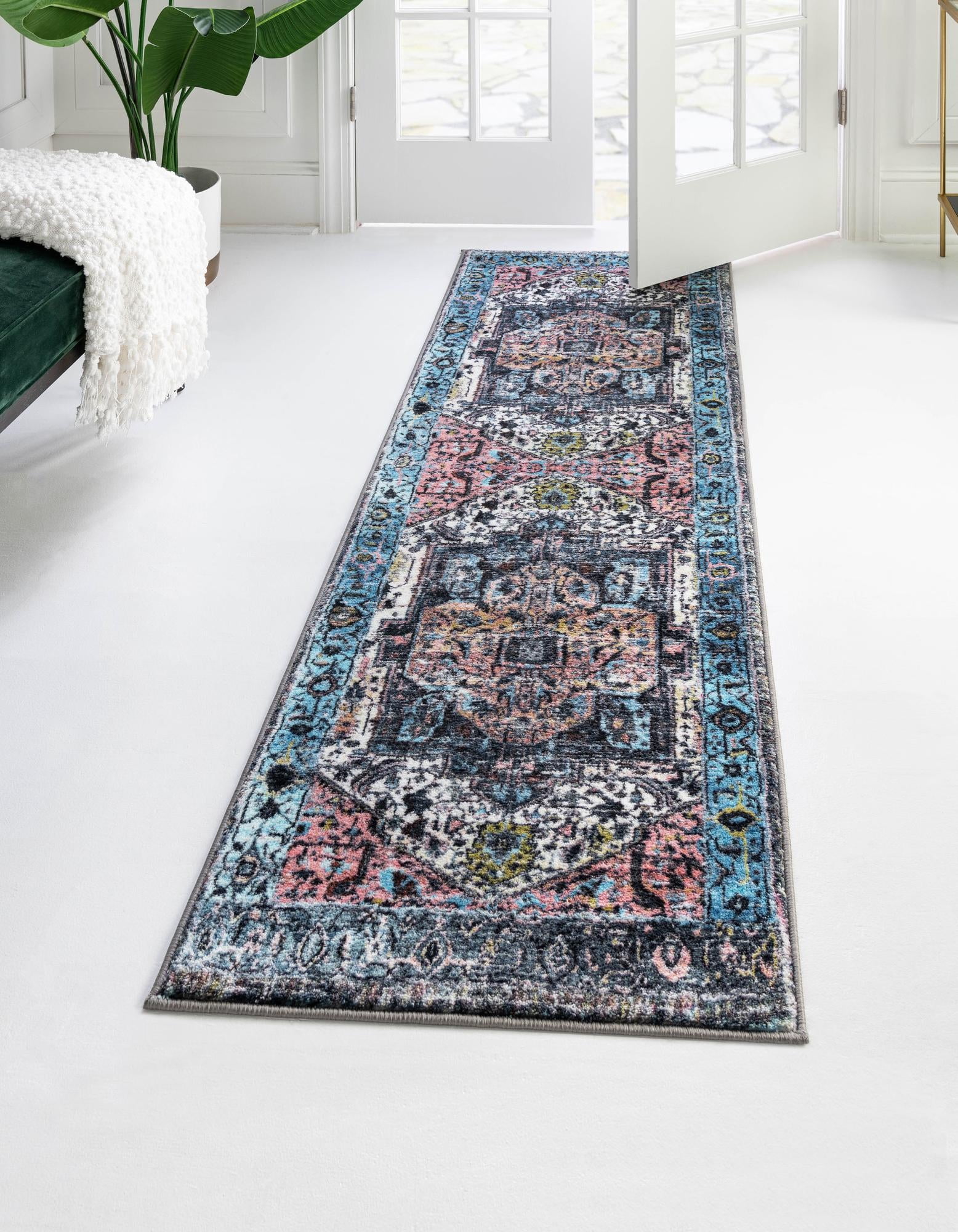 Rugs.com Medina Collection Rug – 5 Ft Runner Powder Blue Medium Rug ...