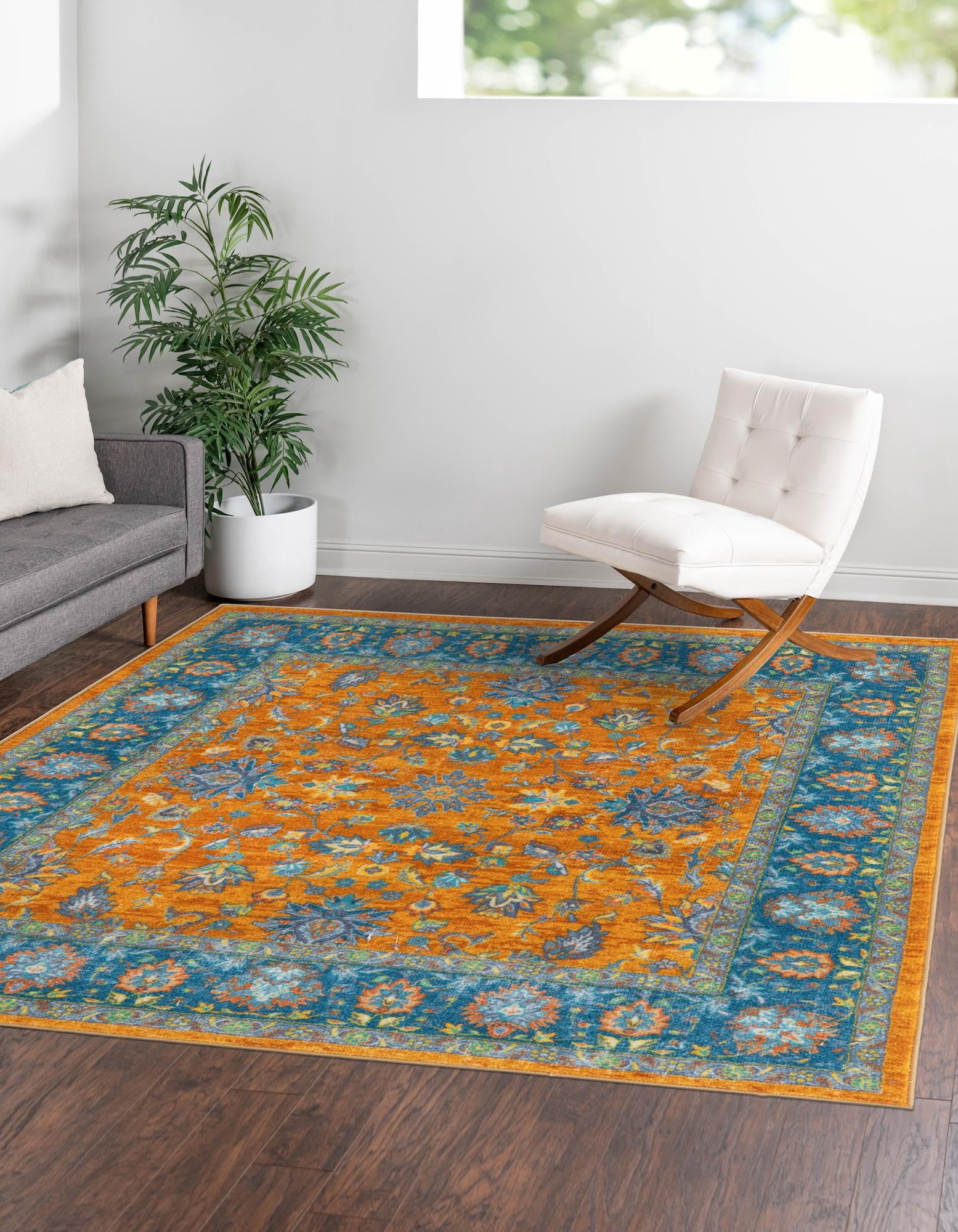 Rugs.com Medina Collection Rug – 5 Ft Square Sunshine Yellow Medium Rug ...