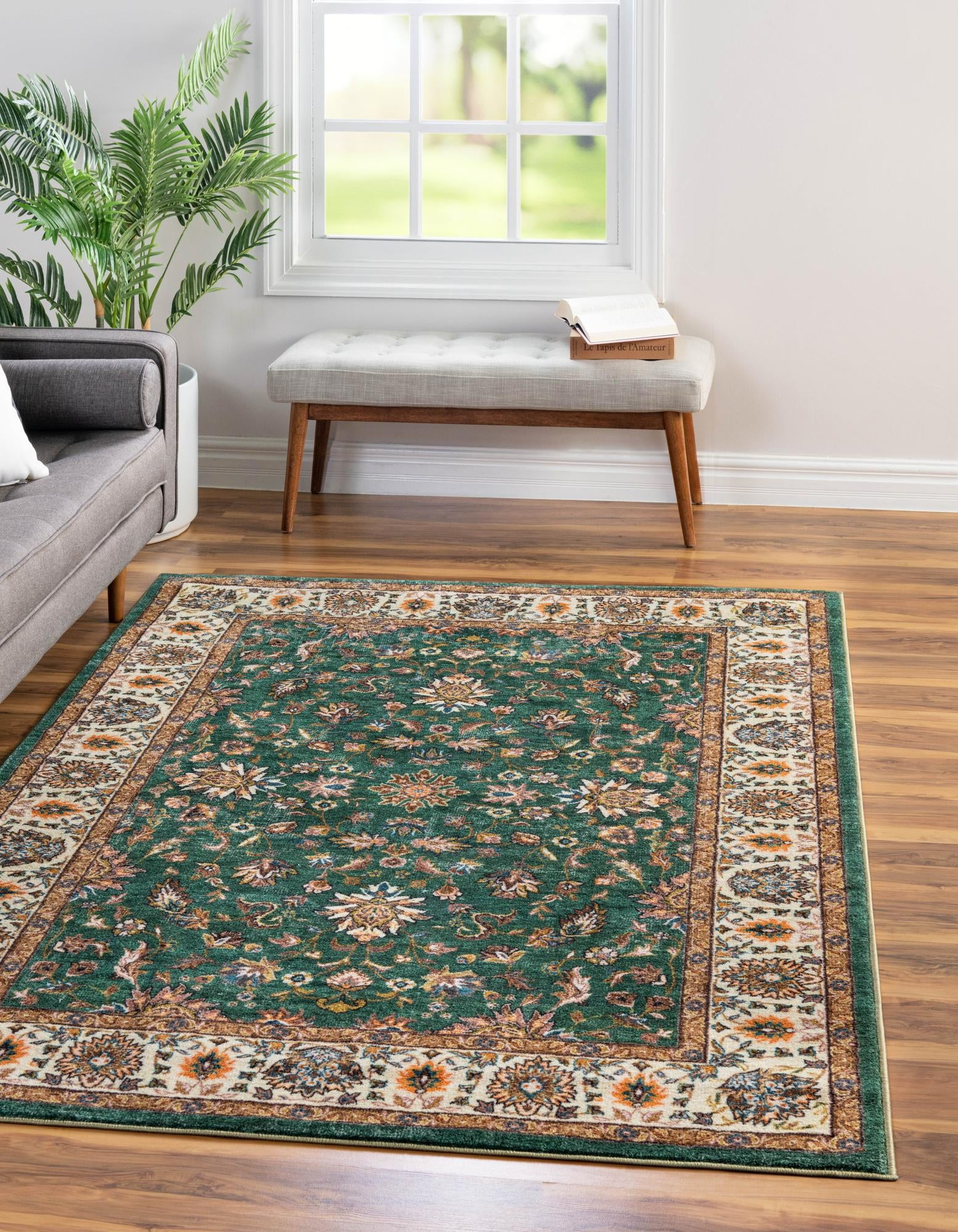 Rugs.com Medina Collection Rug – 5' x 8' Emerald Green Medium Rug ...