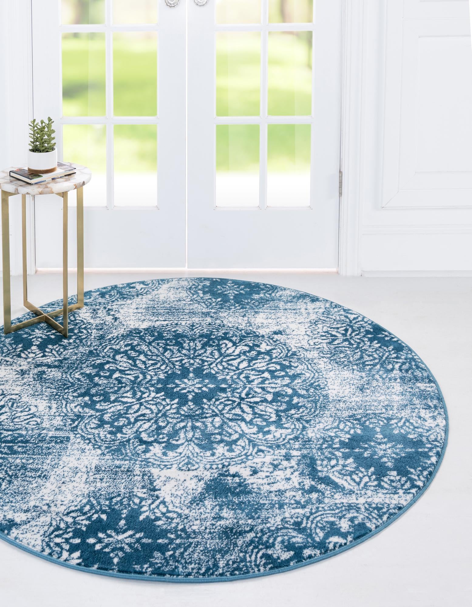 Rugs.com Monte Carlo Collection Rug – 5' Round Blue Medium Rug Perfect ...