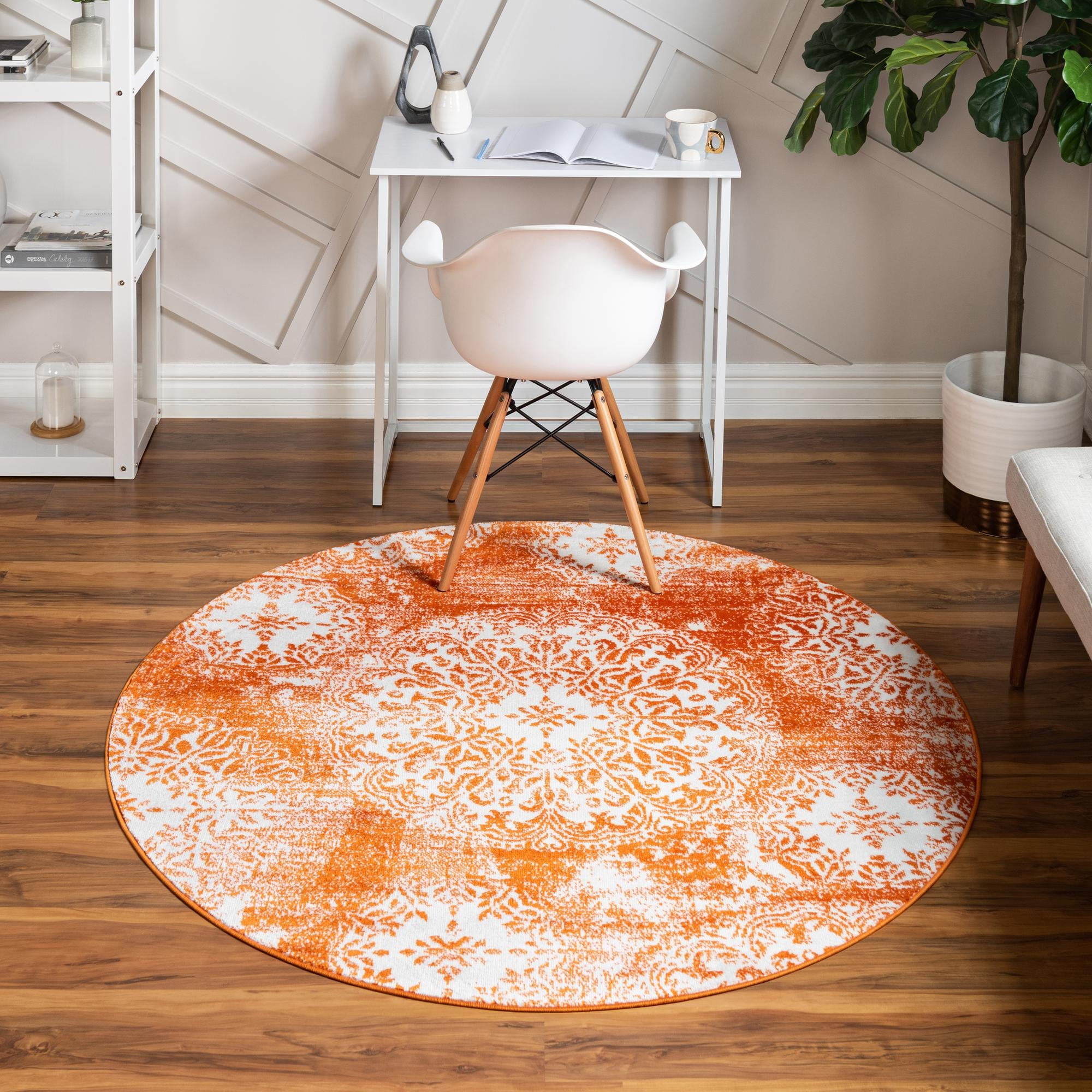 Rugs.com Monte Carlo Collection Rug – 5' Round Orange Medium Rug ...