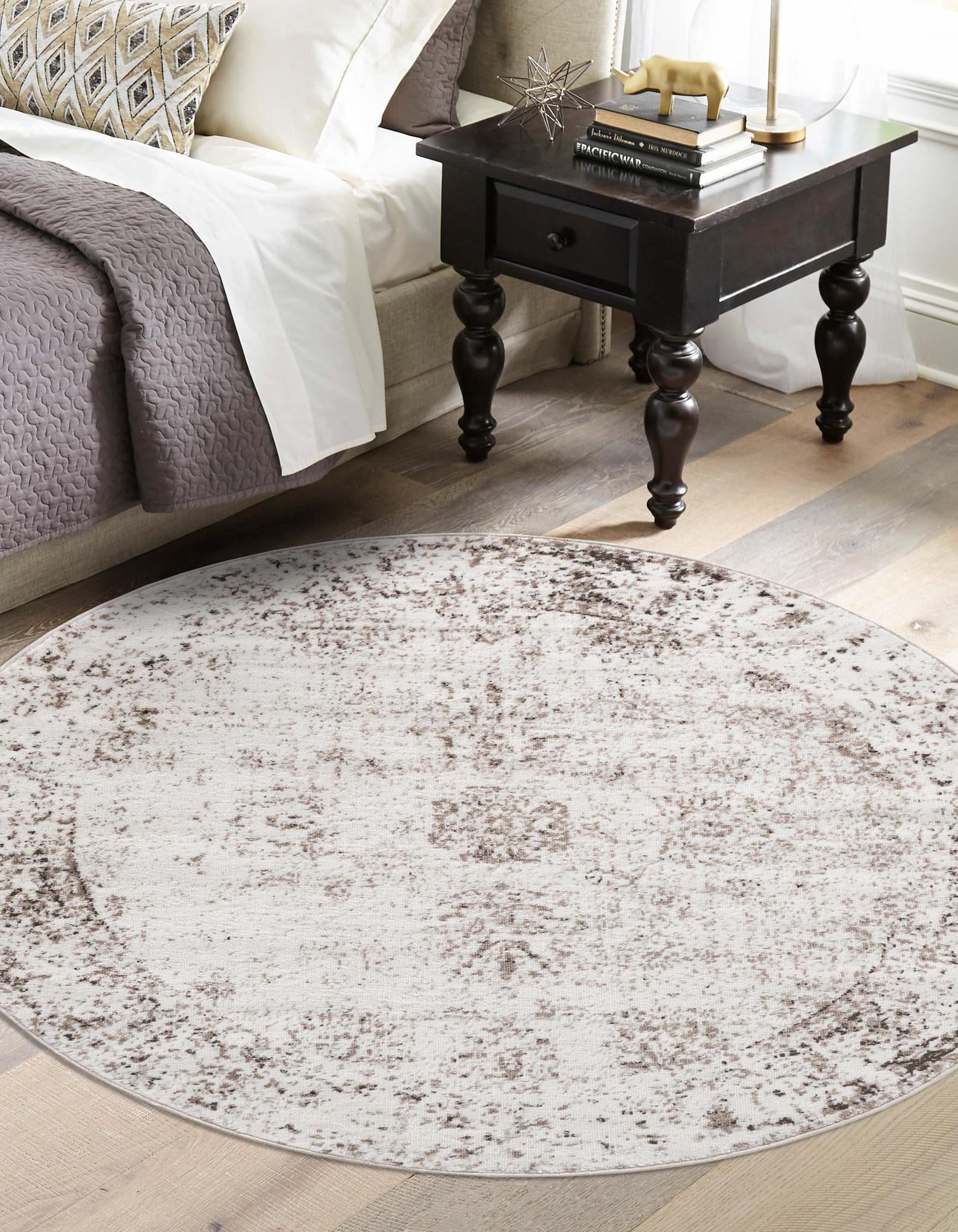 Rugs.com Monte Carlo Collection Rug – 7' Round Beige Medium Rug Perfect ...
