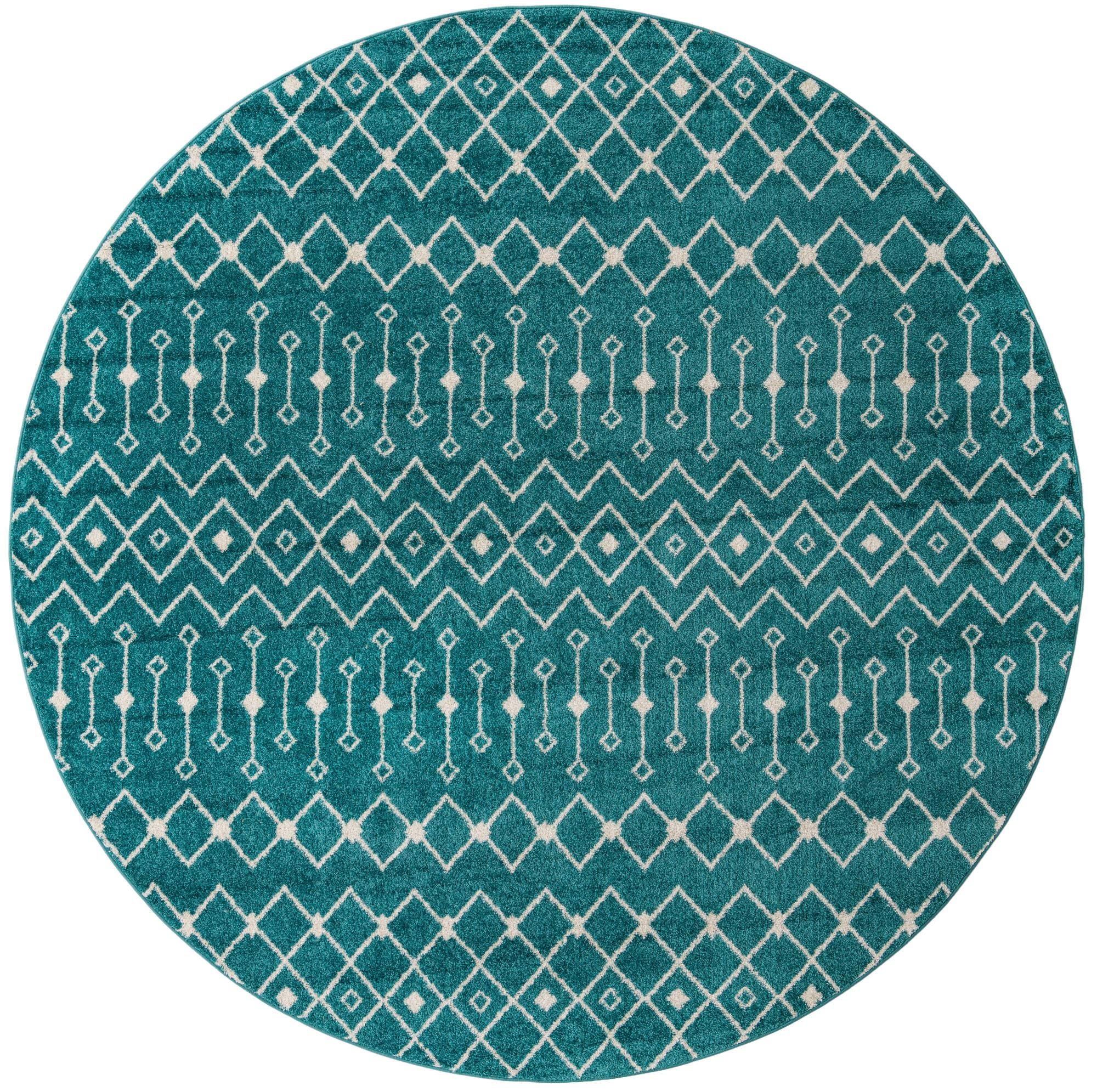 Rugs.com Moroccan Trellis Collection Rug – 10 Ft Round Turquoise Medium ...