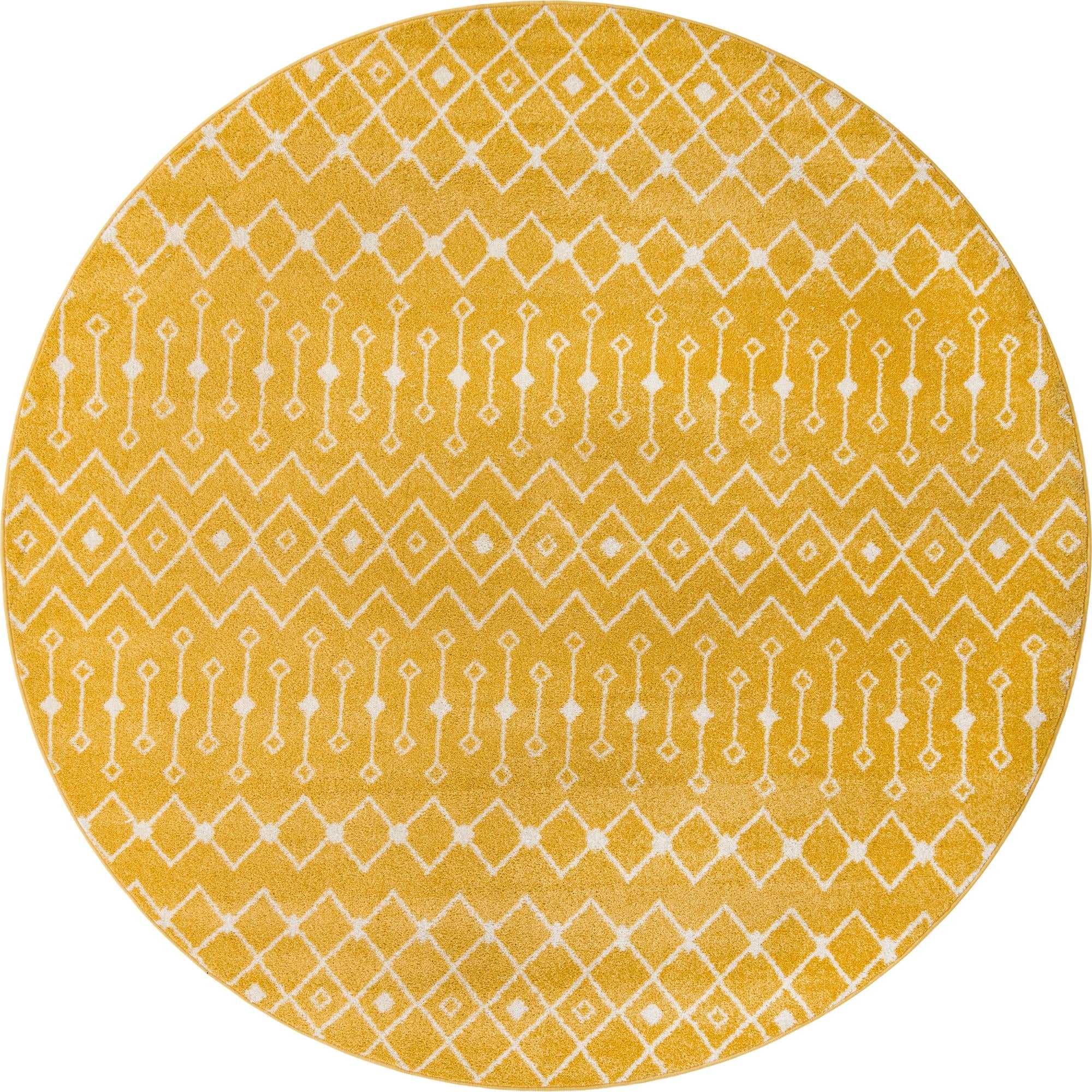 Rugs.com Moroccan Trellis Collection Rug – 10 Ft Round Yellow Medium ...