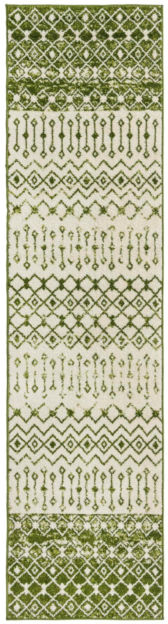 Rugs.com Moroccan Trellis Collection Rug – 10 Ft Runner Ivory Green ...