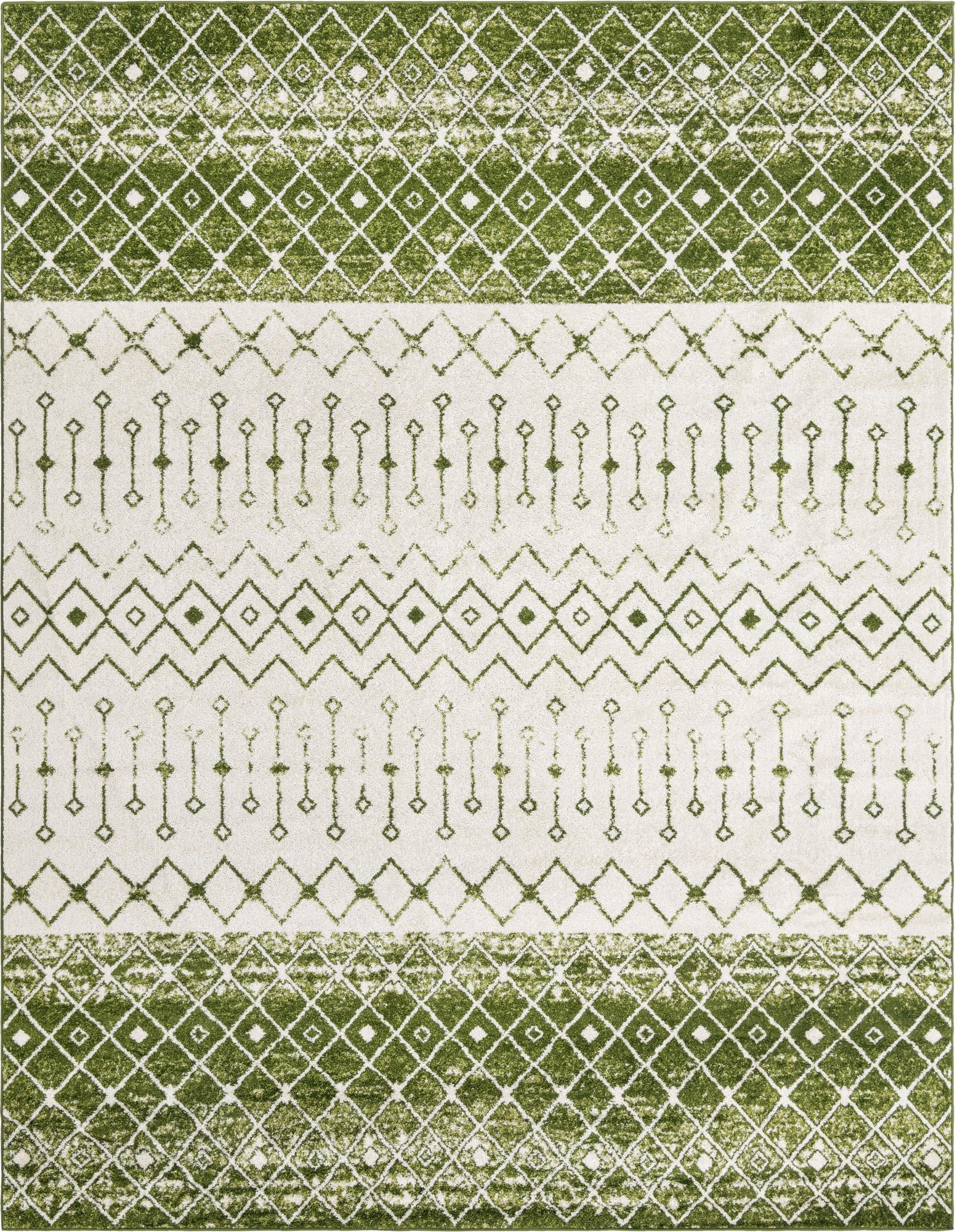 Rugs.com Moroccan Trellis Collection Rug – 10' x 14' Ivory Green Medium ...