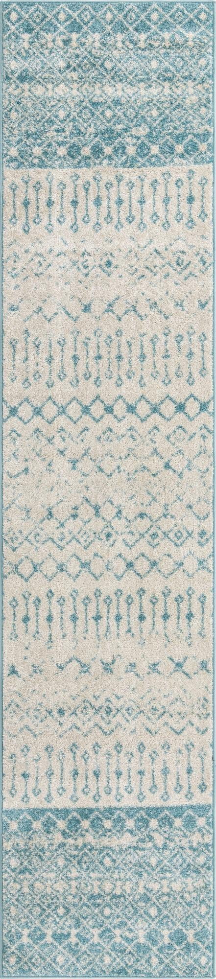 Rugs.com Moroccan Trellis Collection Rug – 12 Ft Runner Ivory Blue ...