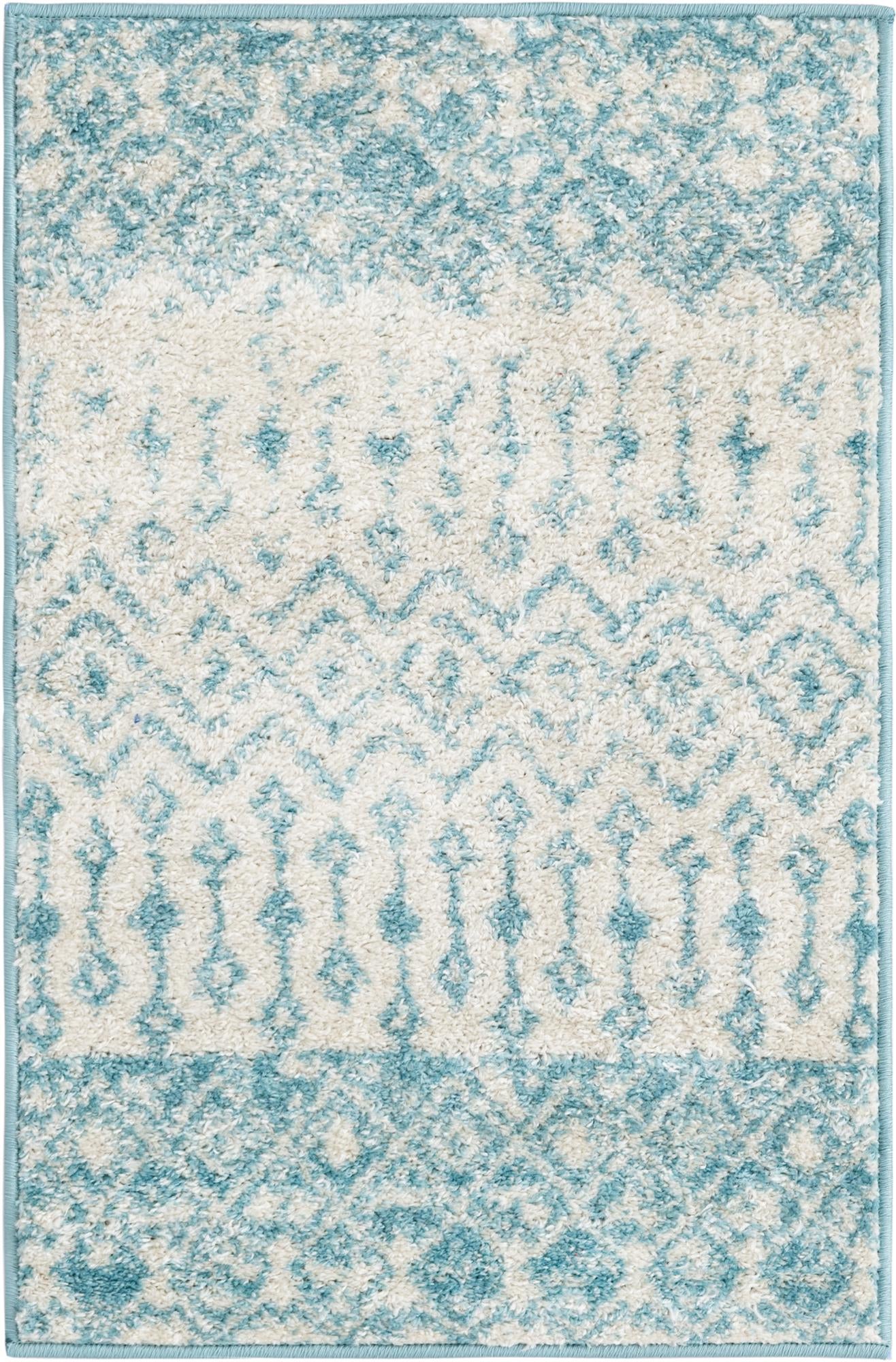 Rugs.com Moroccan Trellis Collection Rug – 2' x 3' Ivory Blue Medium ...