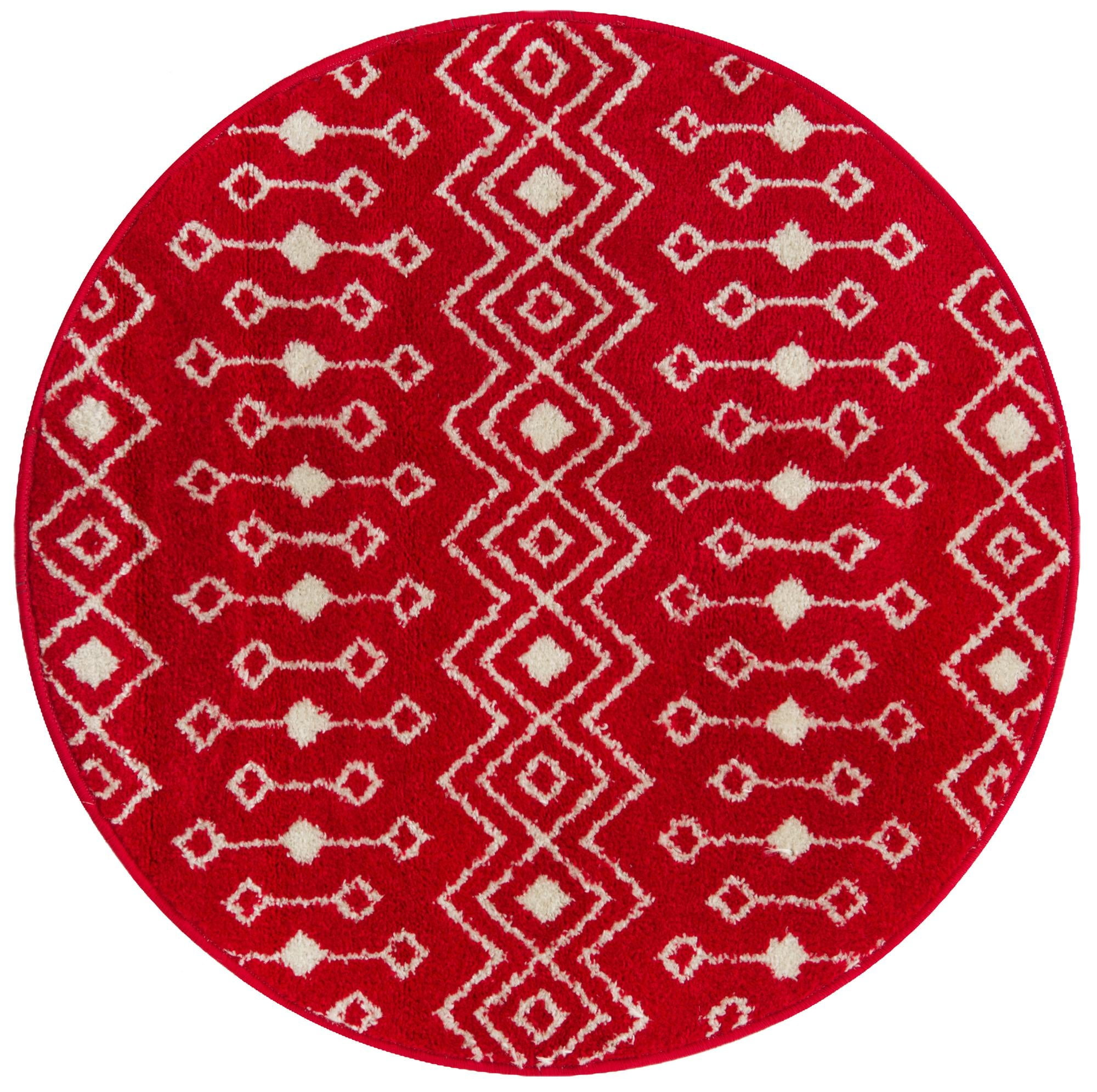 Rugs.com Moroccan Trellis Collection Rug – 3 Ft Round Burgundy Red ...