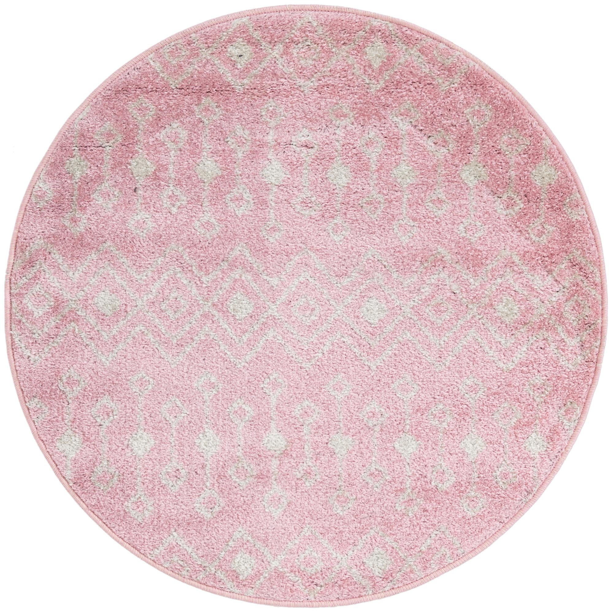 Rugs.com Moroccan Trellis Collection Rug – 3 Ft Round Pink Medium Rug ...