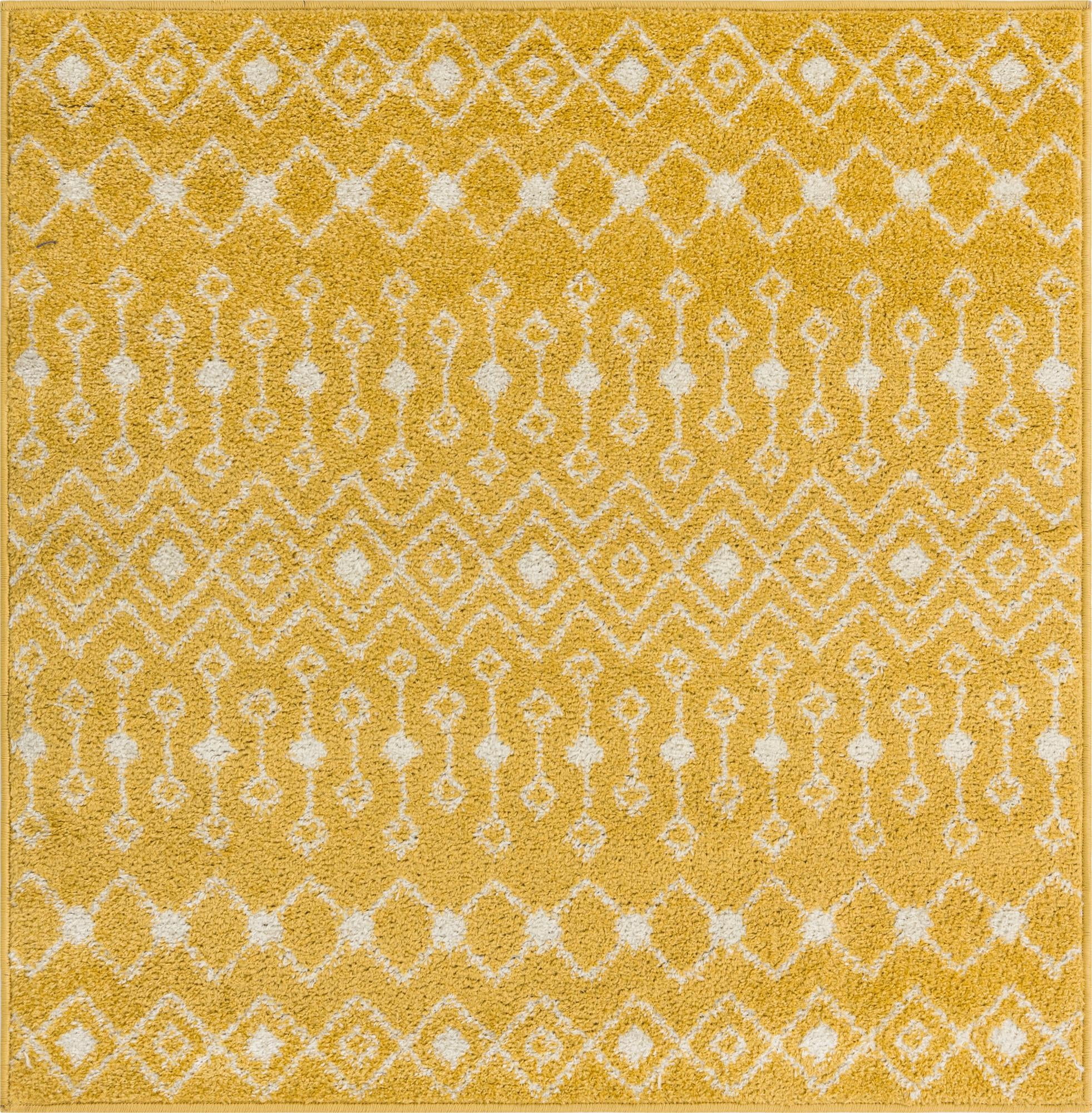 Rugs.com Moroccan Trellis Collection Rug – 4 Ft Square Yellow Medium ...