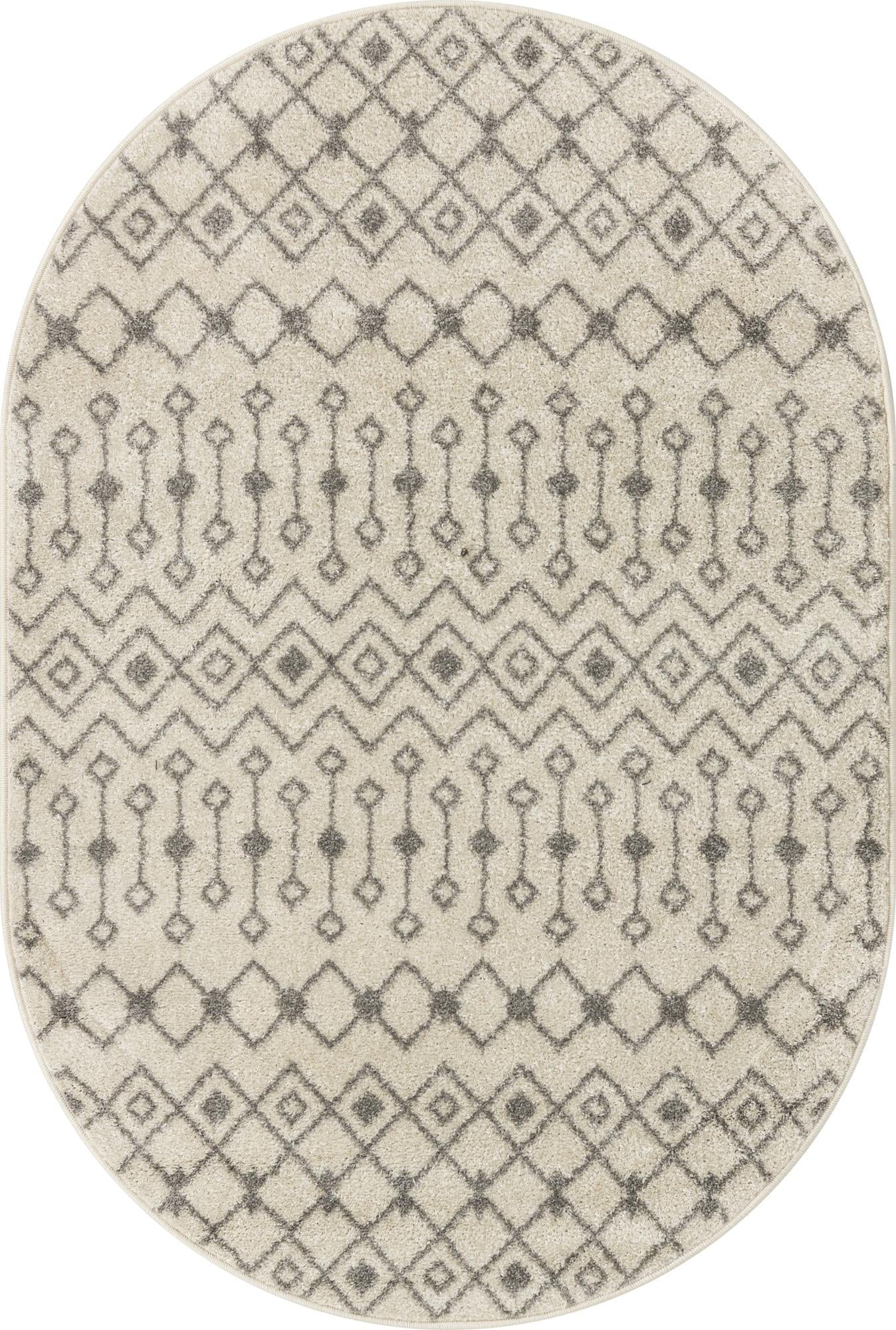 Rugs.com Moroccan Trellis Collection Rug – 4' x 6' Oval Ivory And Gray ...