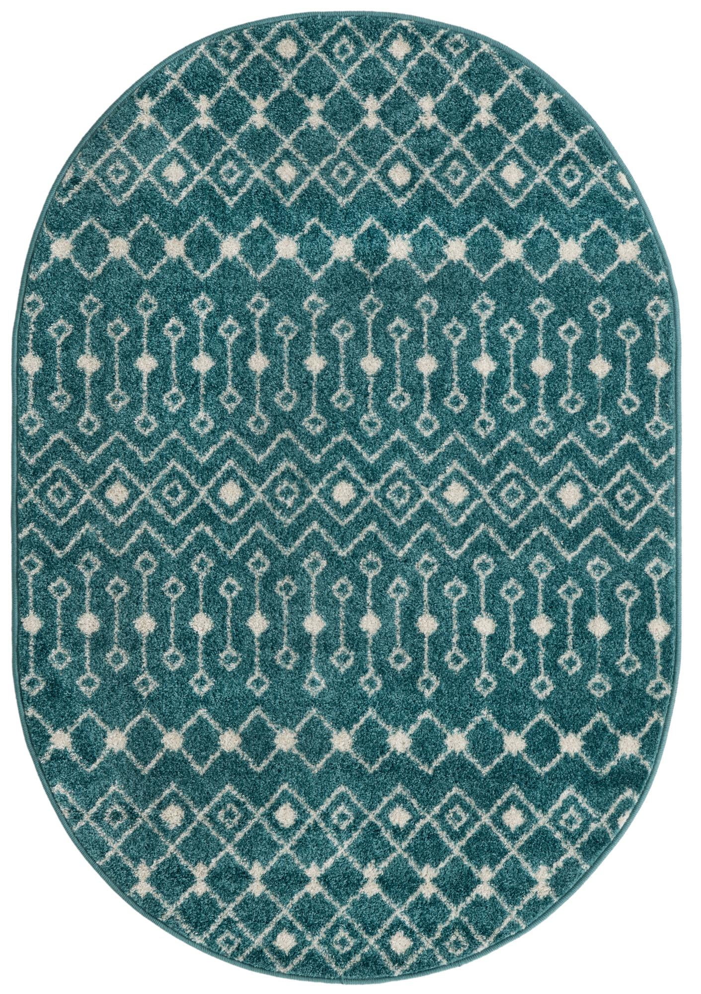 Rugs.com Moroccan Trellis Collection Rug – 4' x 6' Oval Turquoise ...