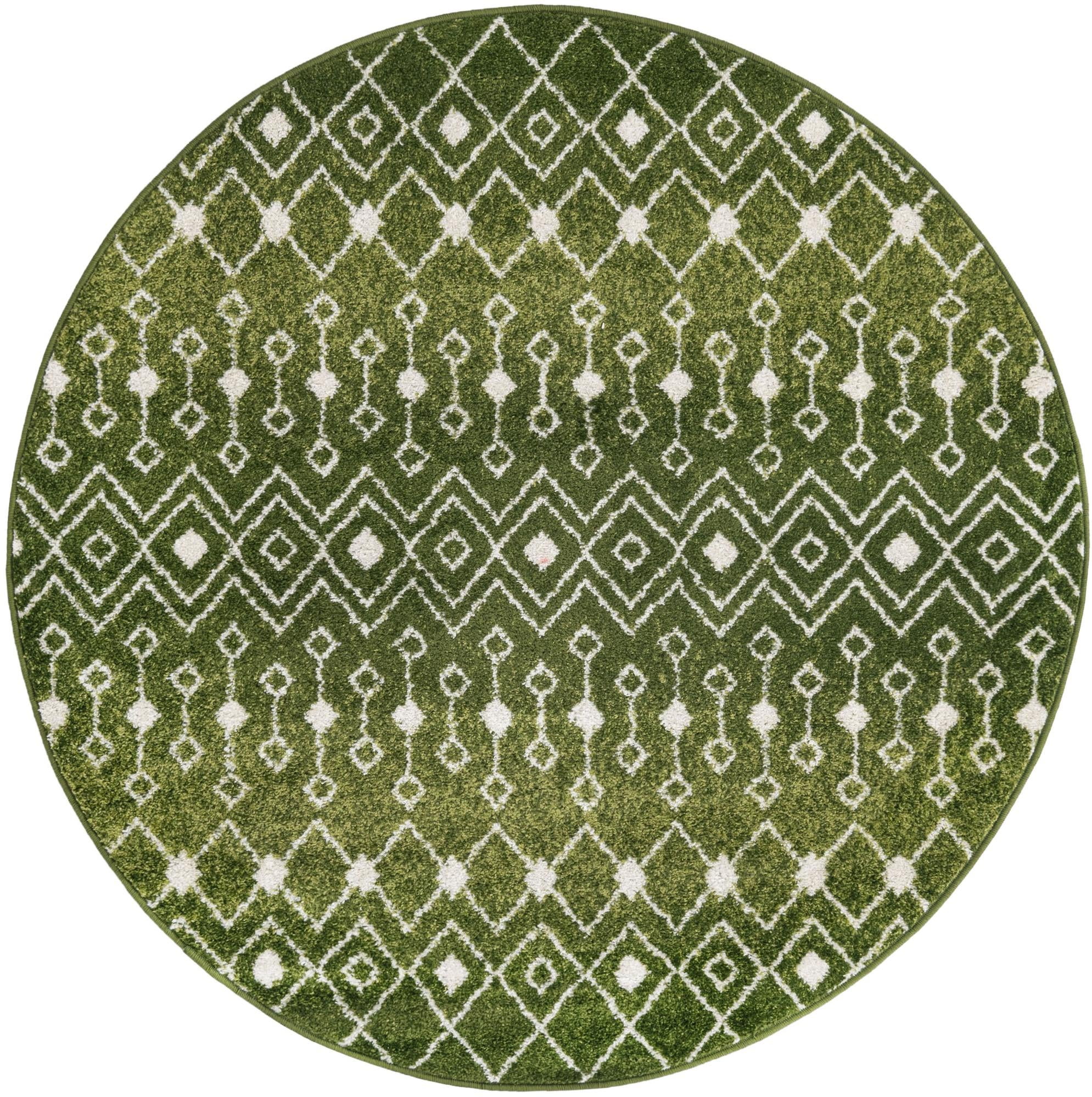 Rugs.com Moroccan Trellis Collection Rug – 5 Ft Round Green Medium Rug ...