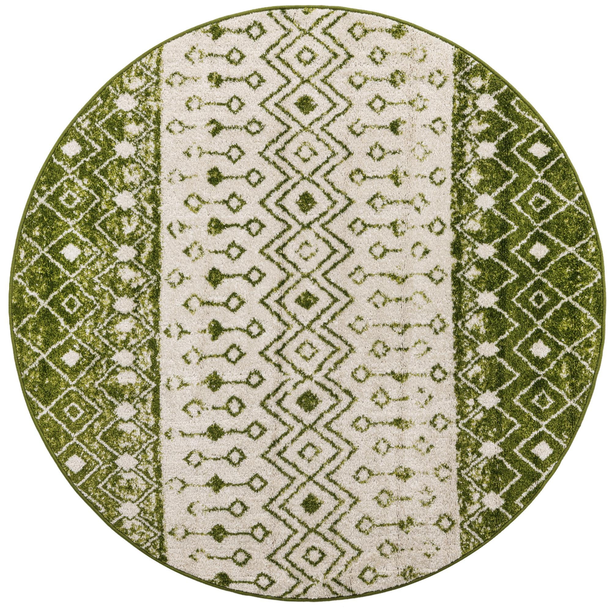 Rugs.com Moroccan Trellis Collection Rug – 5 Ft Round Ivory Green ...