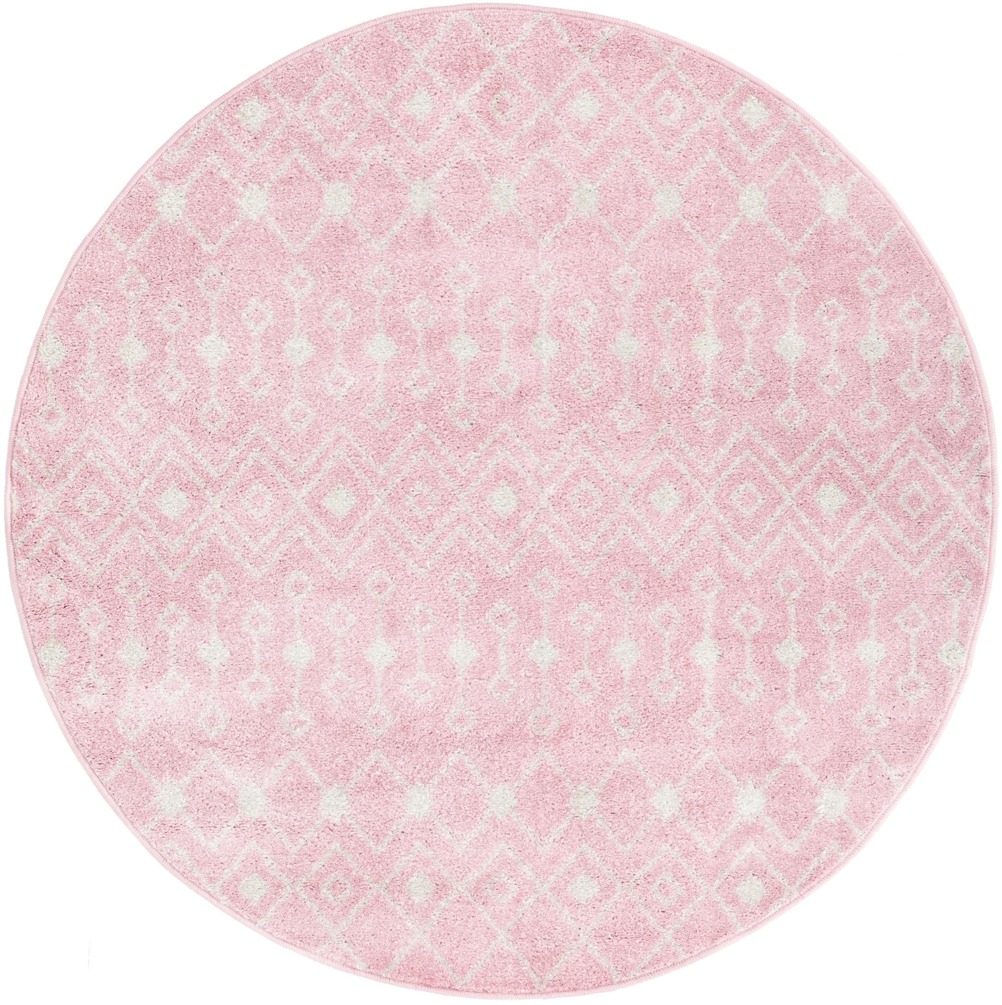 Rugs.com Moroccan Trellis Collection Rug – 5 Ft Round Pink Medium Rug ...