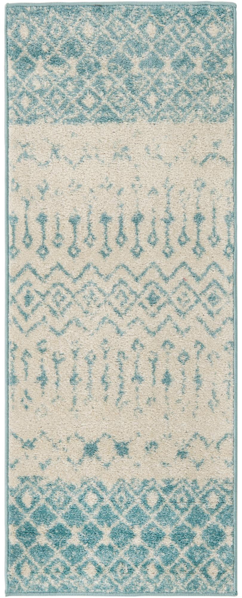 Rugs.com Moroccan Trellis Collection Rug – 5 Ft Runner Ivory Blue ...