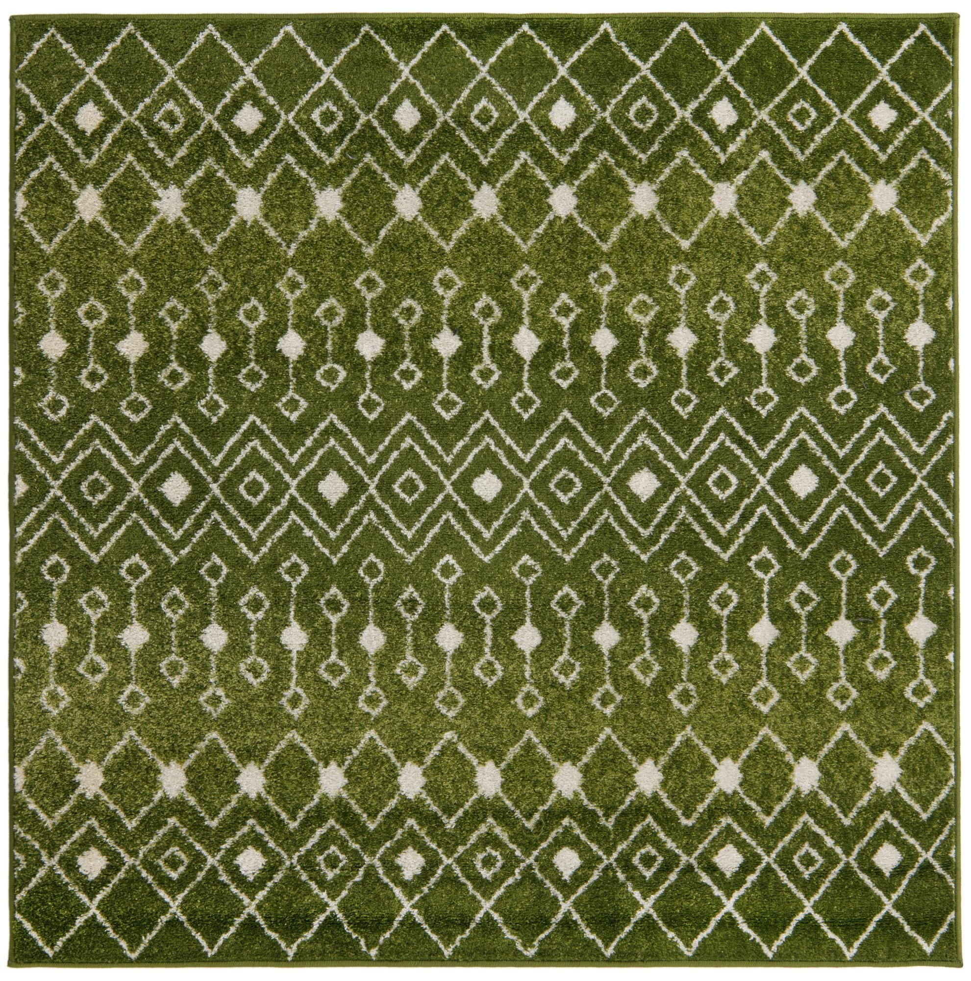 Rugs.com Moroccan Trellis Collection Rug – 5 Ft Square Green Medium Rug ...