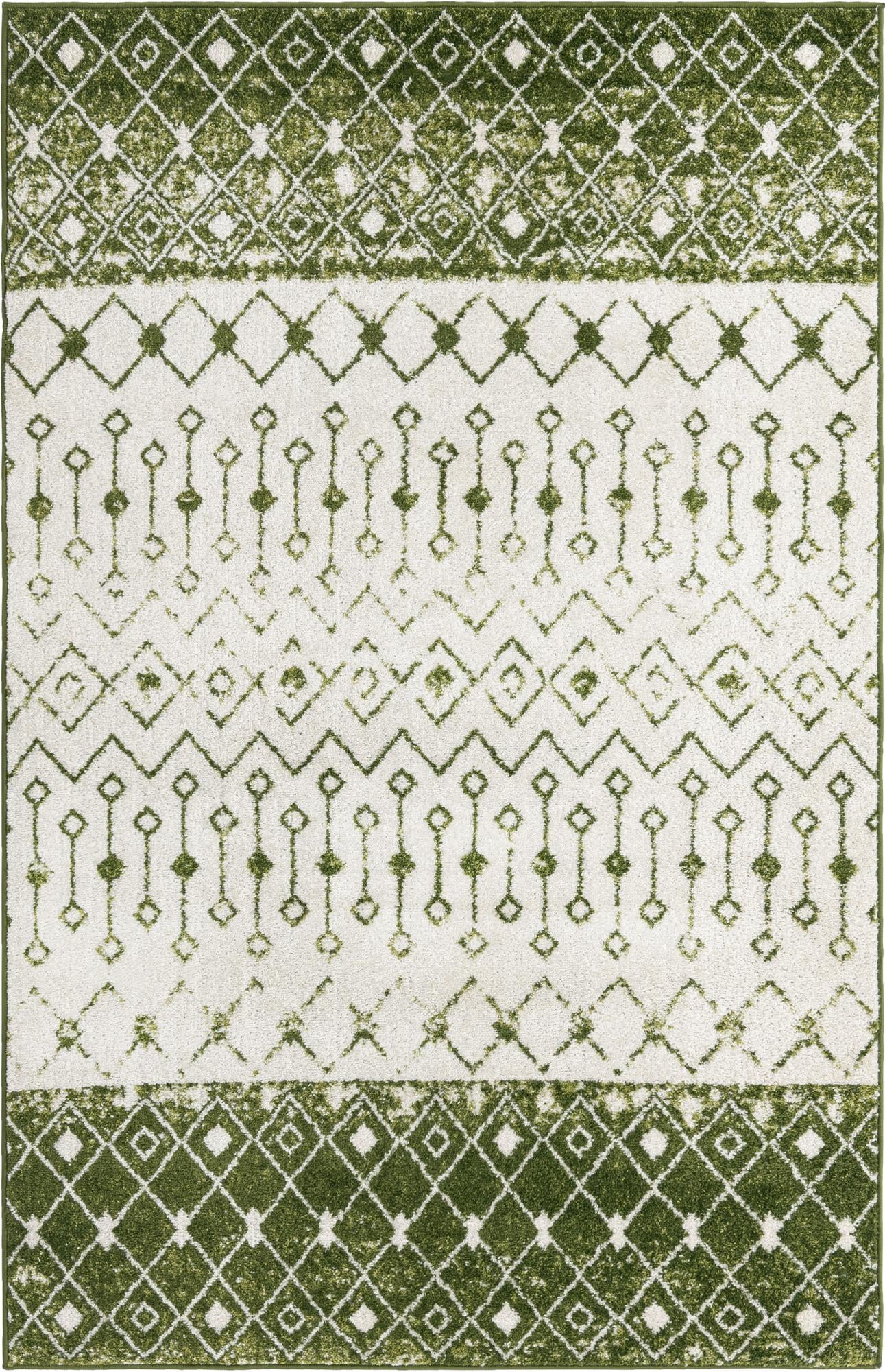 Rugs.com Moroccan Trellis Collection Rug – 5' x 8' Ivory Green Medium ...