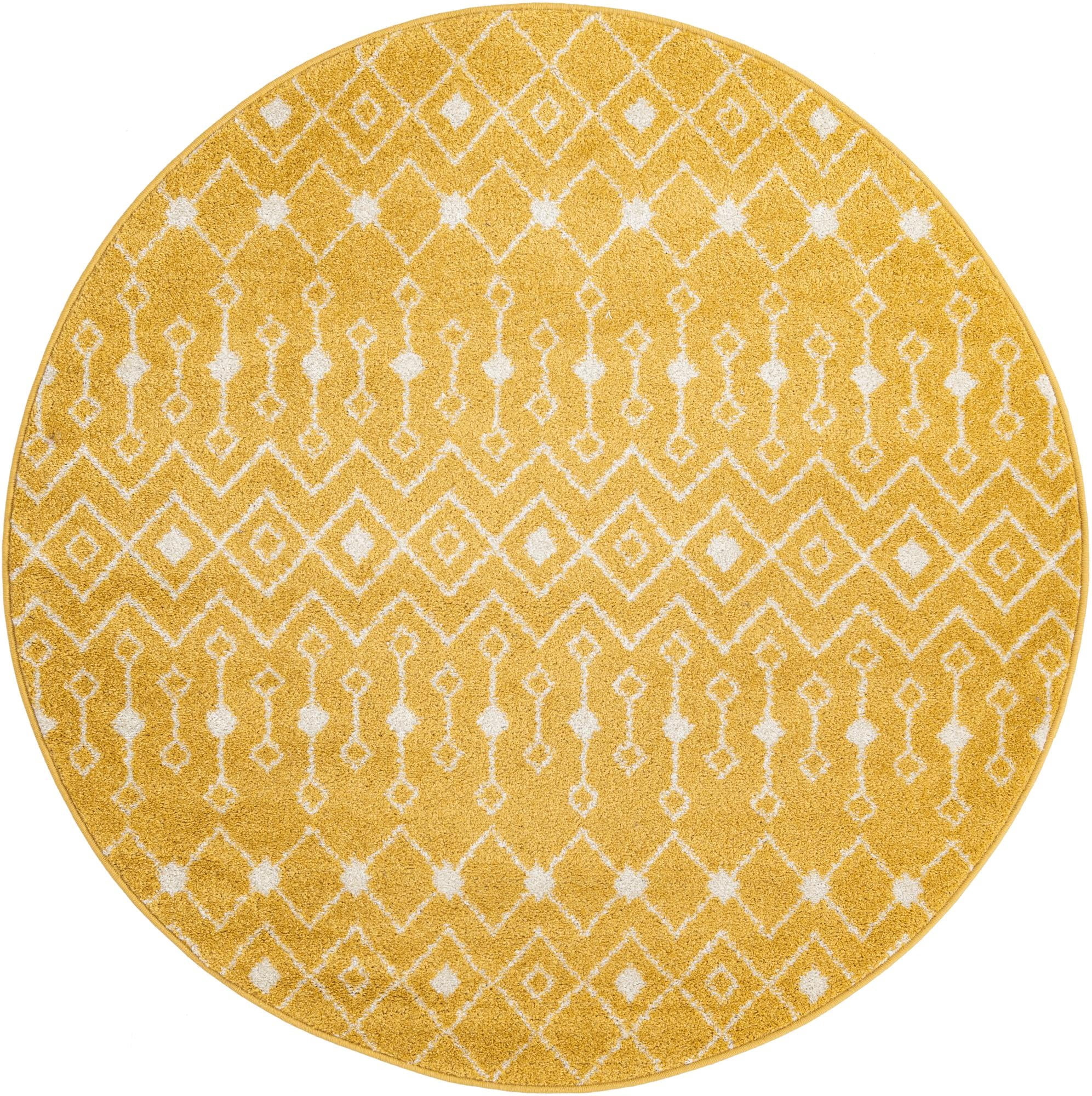 Rugs.com Moroccan Trellis Collection Rug – 6 Ft Round Yellow Medium Rug ...