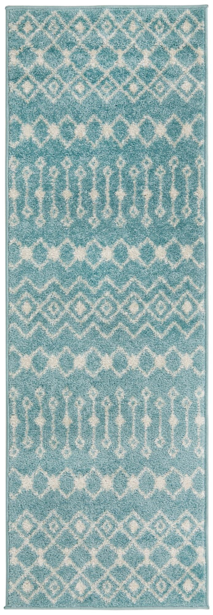 Rugs.com Moroccan Trellis Collection Rug – 6 Ft Runner Aqua Blue Medium ...