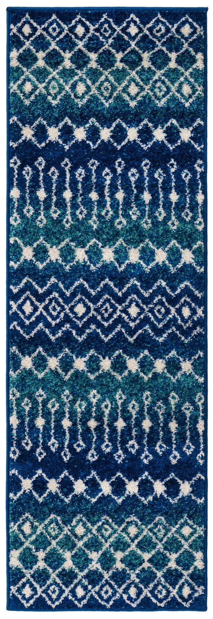 Rugs.com Moroccan Trellis Collection Rug – 6 Ft Runner Navy And Teal ...