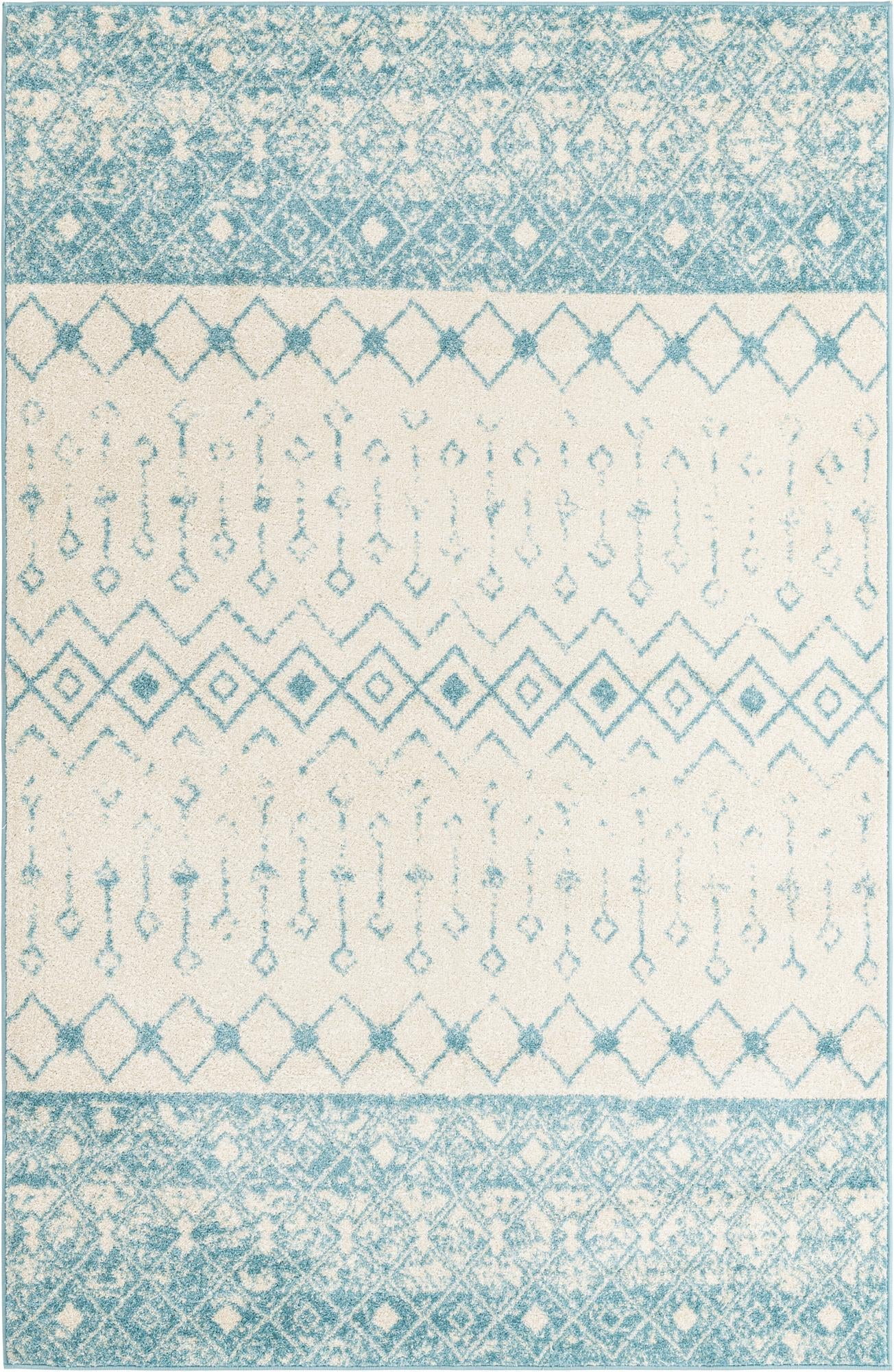 Rugs.com Moroccan Trellis Collection Rug – 6' x 9' Ivory Blue Medium ...