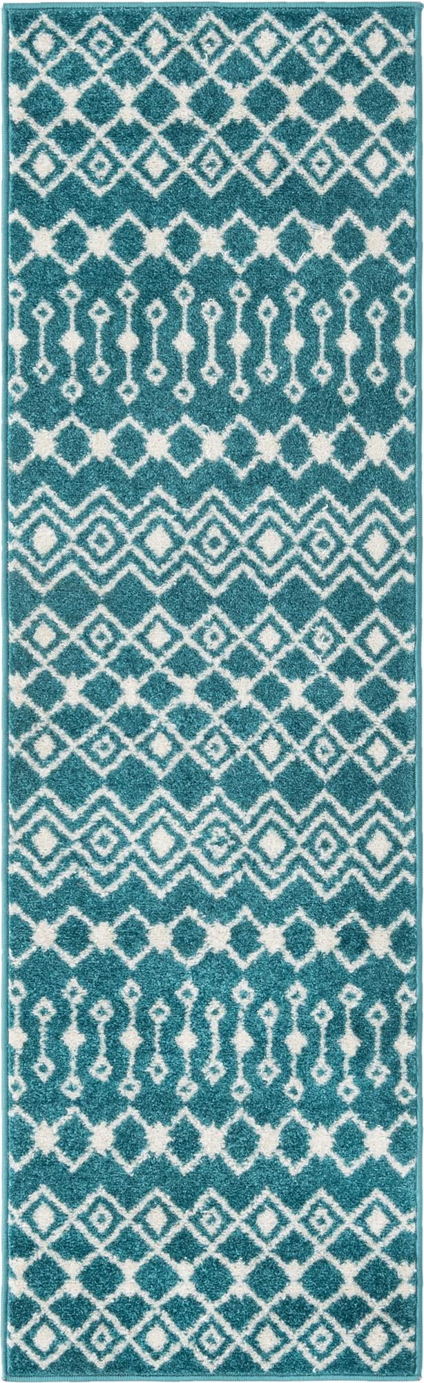 Rugs.com Moroccan Trellis Collection Rug – 7 Ft Runner Turquoise Medium ...