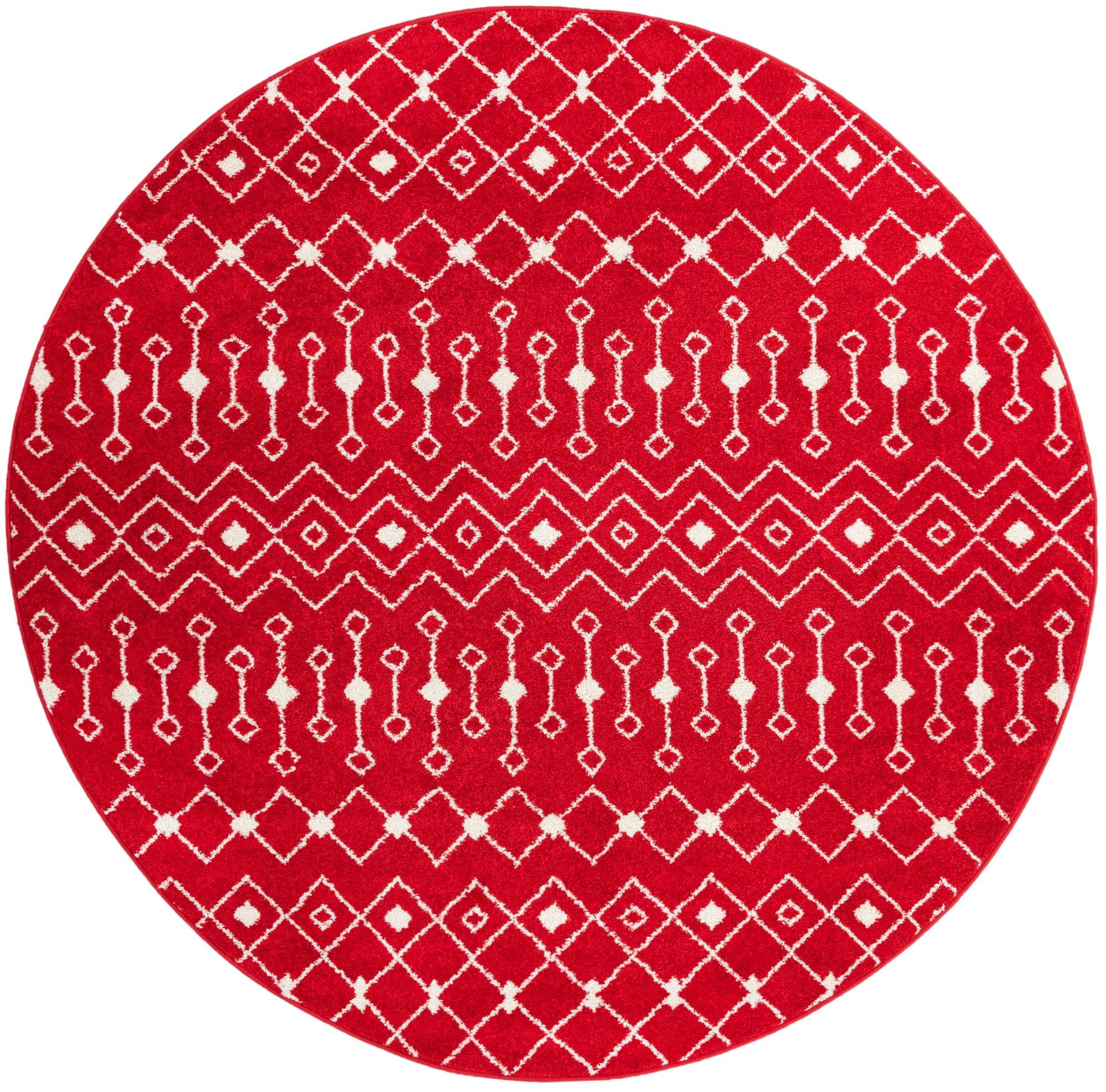 Rugs.com Moroccan Trellis Collection Rug – 8 Ft Round Burgundy Red ...