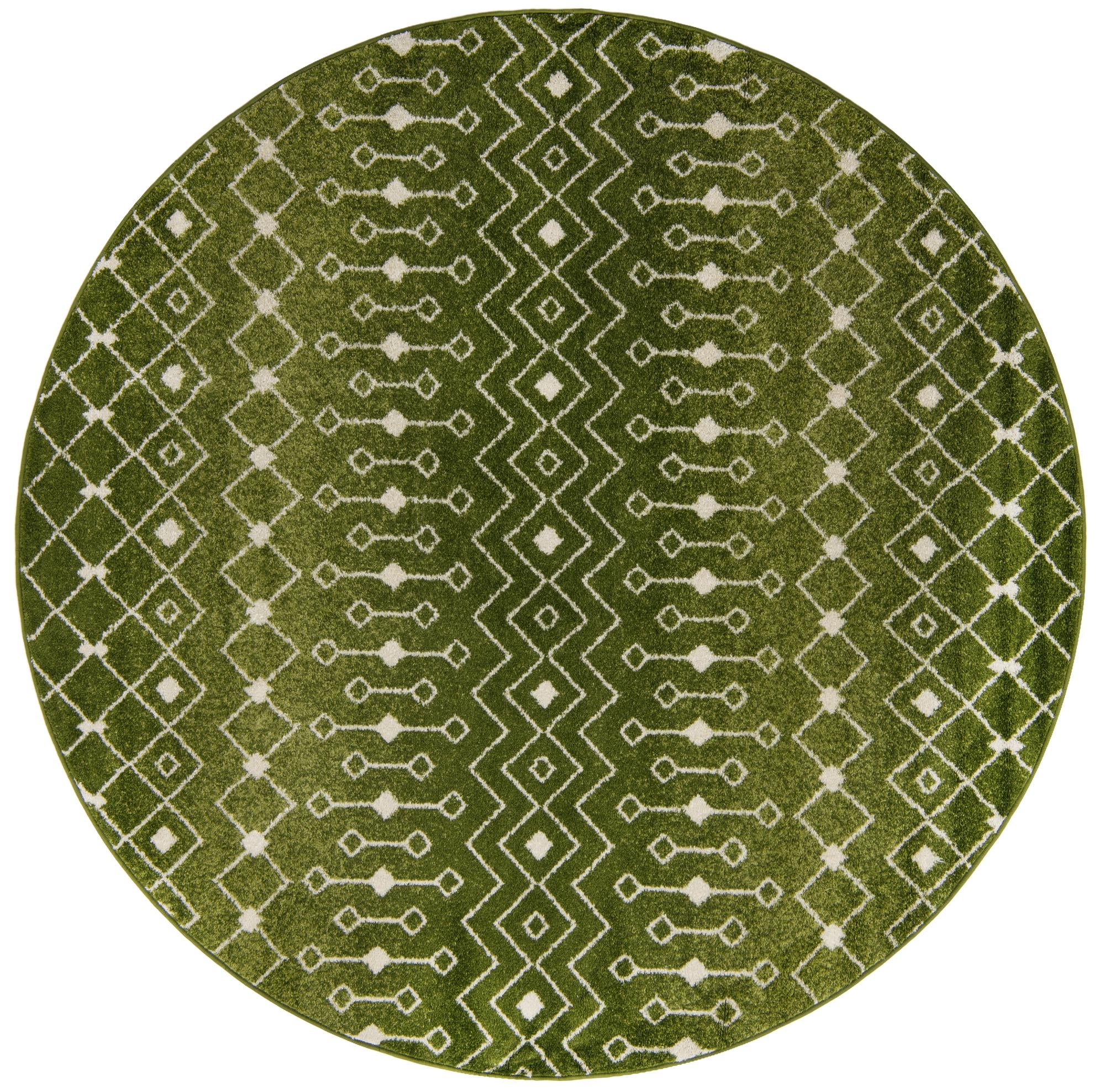 Rugs.com Moroccan Trellis Collection Rug – 8 Ft Round Green Medium Rug ...