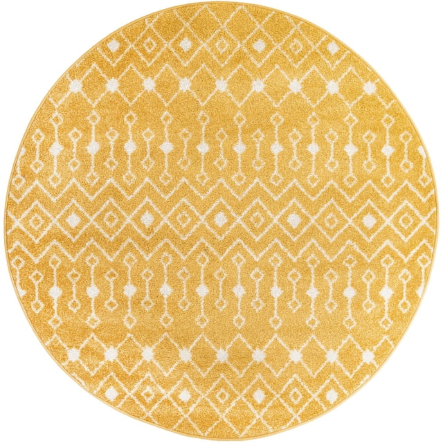 Rugs.com Moroccan Trellis Collection Rug – 8 Ft Round Yellow Medium Rug ...