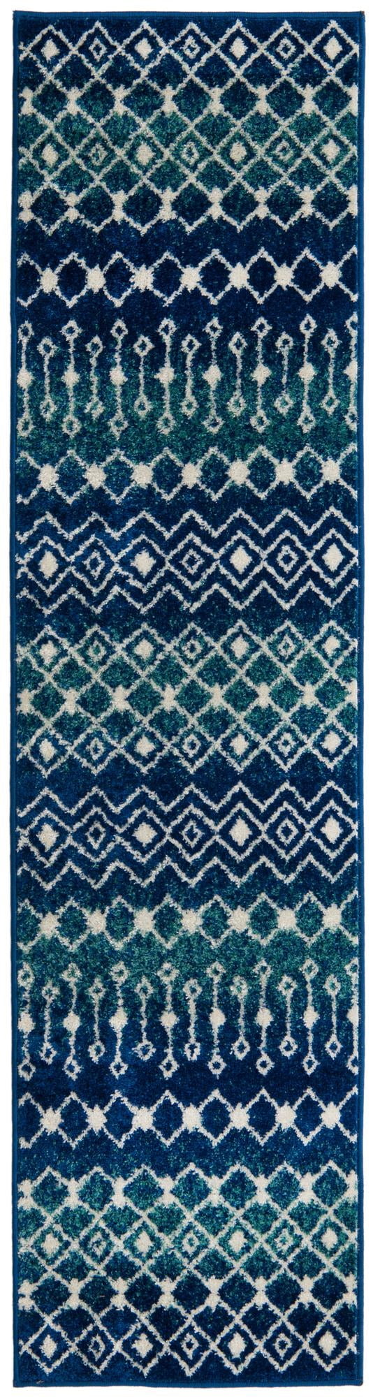 Rugs.com Moroccan Trellis Collection Rug – 8 Ft Runner Navy And Teal ...