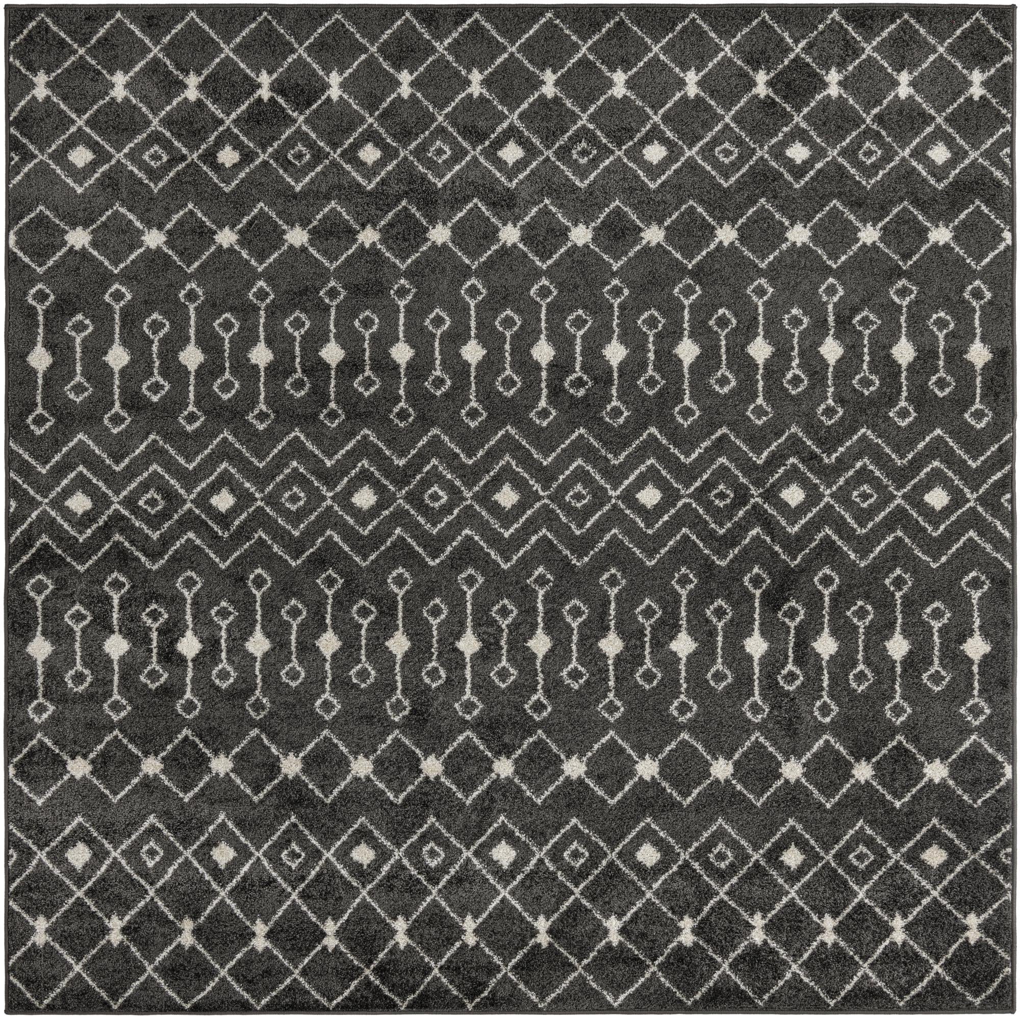 Rugs.com Moroccan Trellis Collection Rug – 8 Ft Square Dark Gray Medium ...