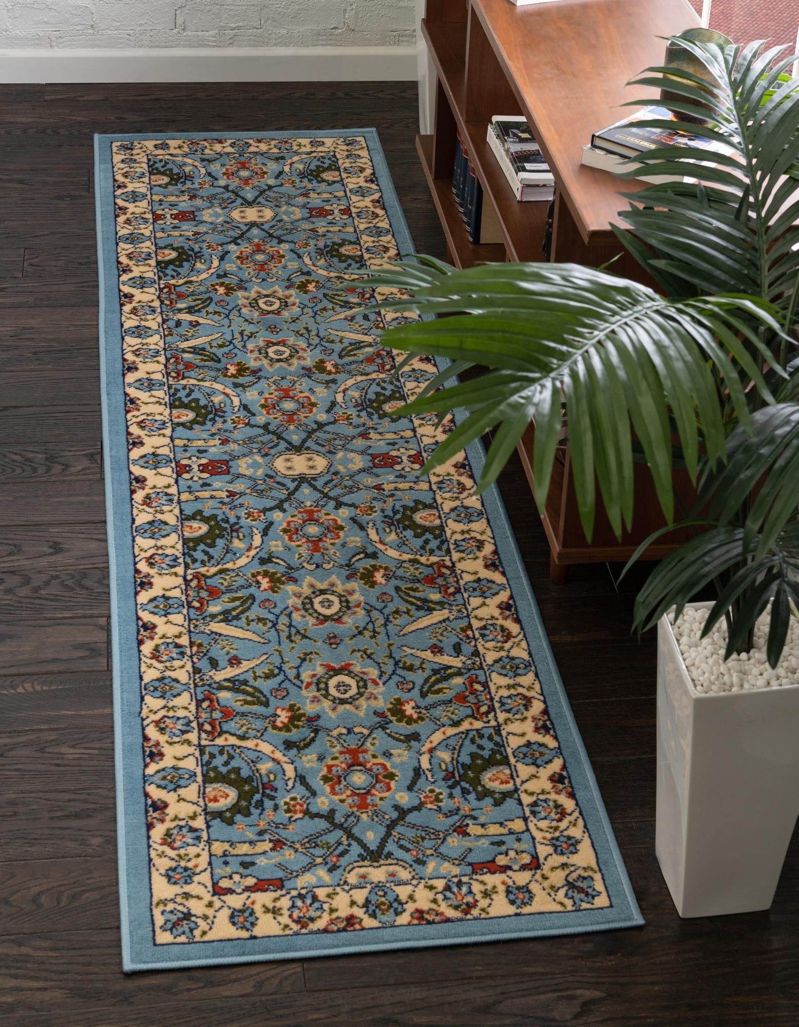 Rugs.com Neda Collection Rug – 10 Ft Runner Blue Low Rug Perfect For ...