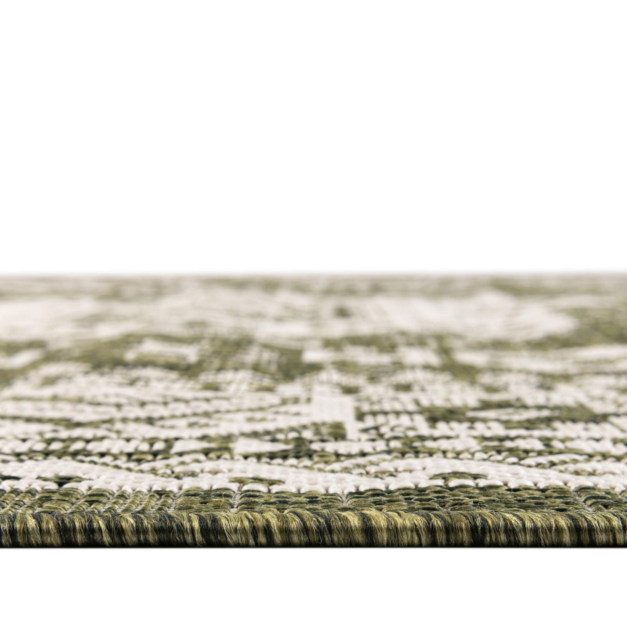 Rugs.com Outdoor Aztec Collection Rug – 10' x 13' Green Flatweave Rug ...