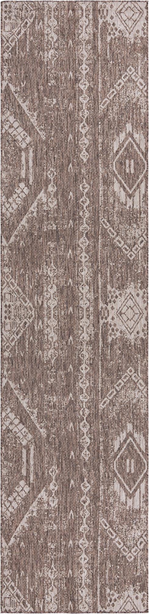 Rugs.com Outdoor Bohemian Collection Rug – 14 Ft Runner Brown Flatweave ...