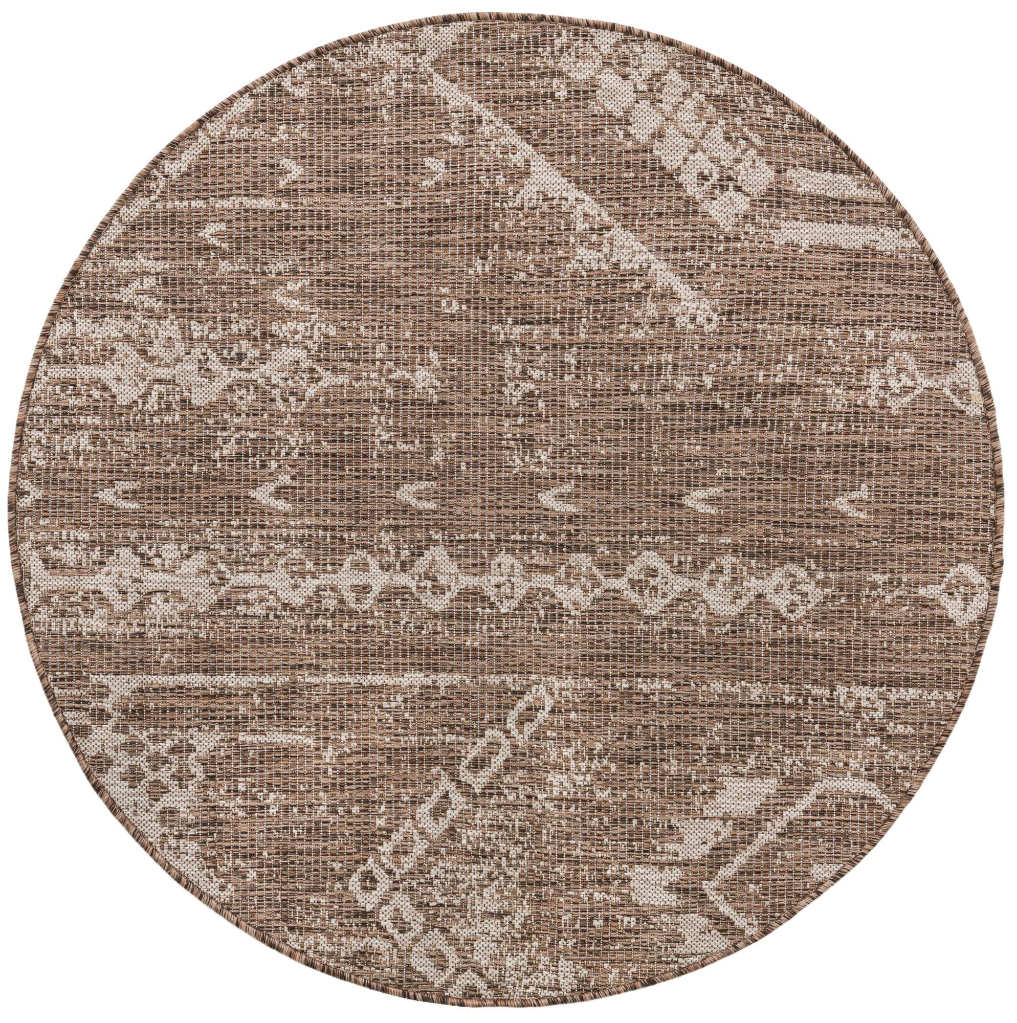 Rugs.com Outdoor Bohemian Collection Rug – 4 Ft Round Brown Flatweave ...
