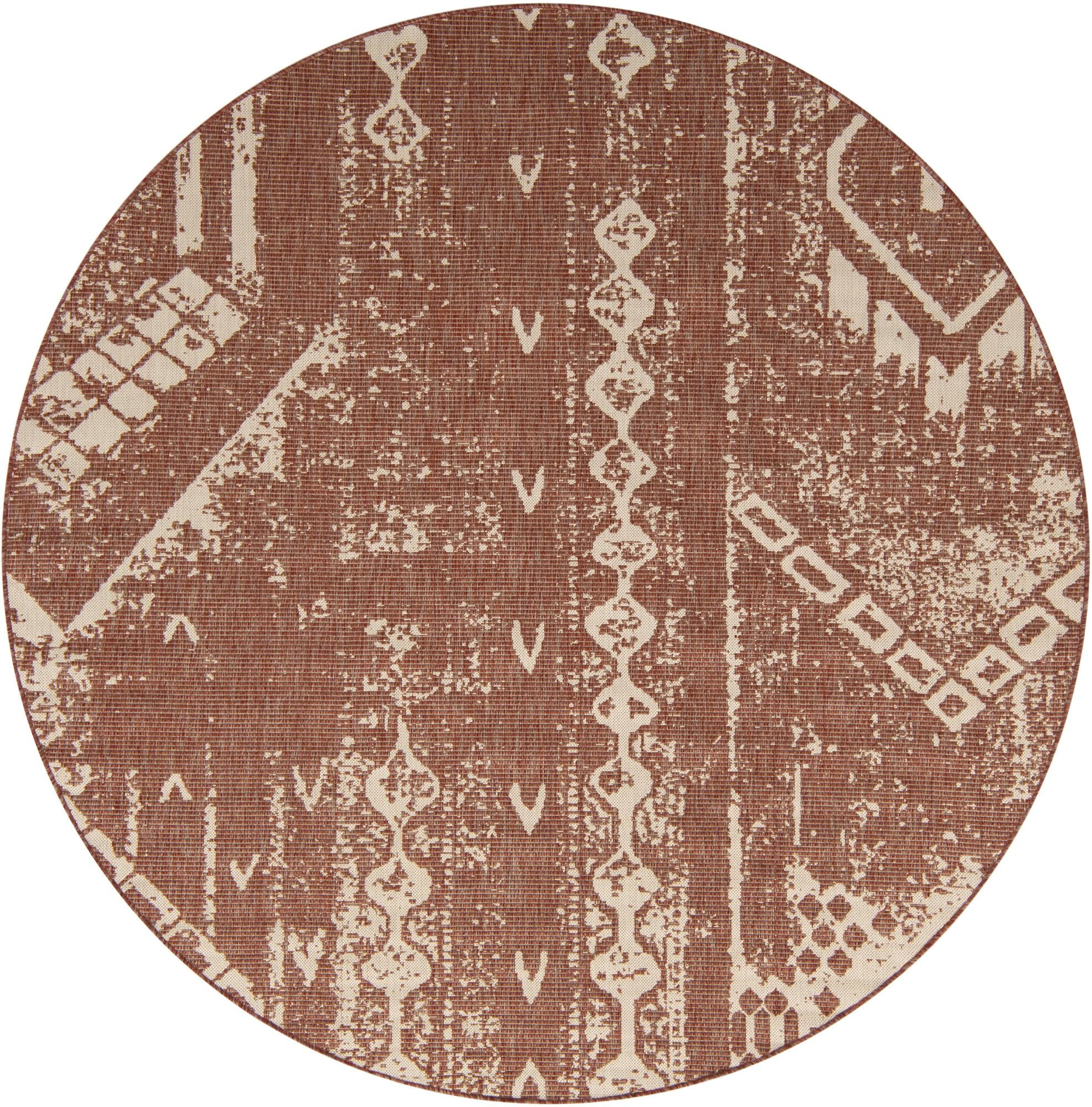 Rugs.com Outdoor Bohemian Collection Rug – 8 Ft Round Terracotta ...