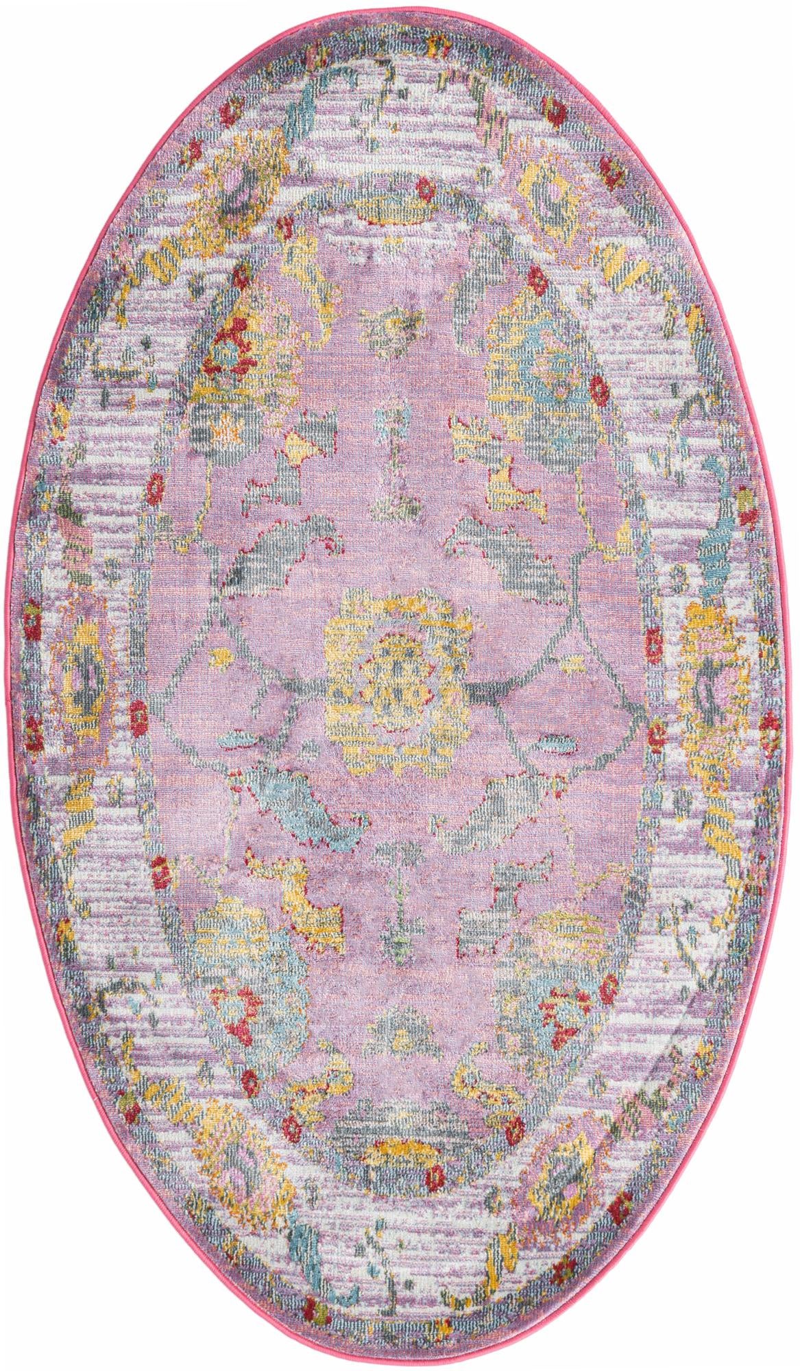 Rugs.com Paragon Collection Rug – 3' x 5' Oval Pink Medium-Pile Rug ...