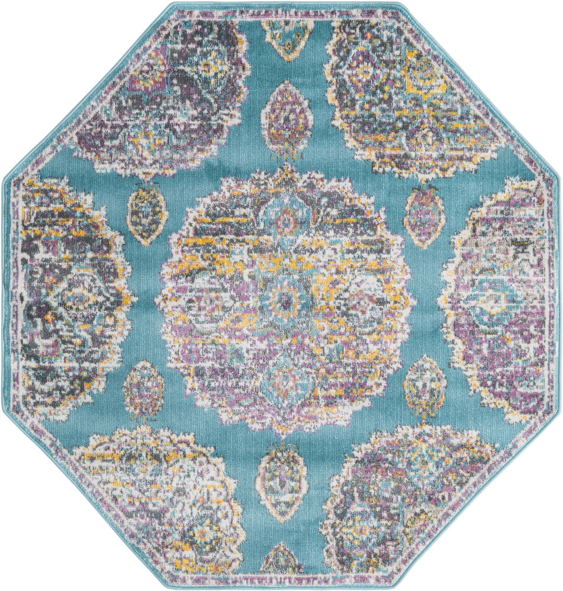 Rugs.com Paragon Collection Rug – 4 Ft Octagon Blue Medium-Pile Rug ...
