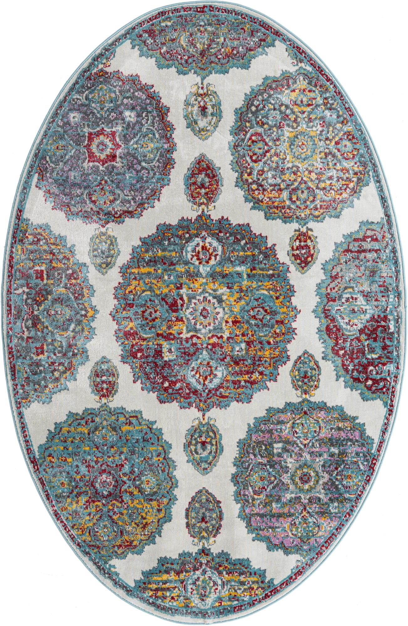 Rugs.com Paragon Collection Rug – 5' x 8' Oval Cream Medium-Pile Rug ...