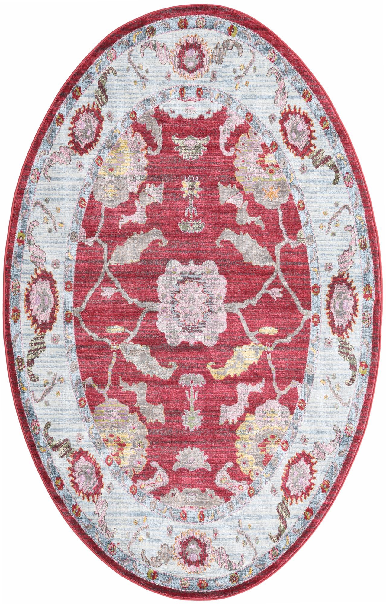 Rugs.com Paragon Collection Rug – 5' x 8' Oval Red Medium-Pile Rug ...