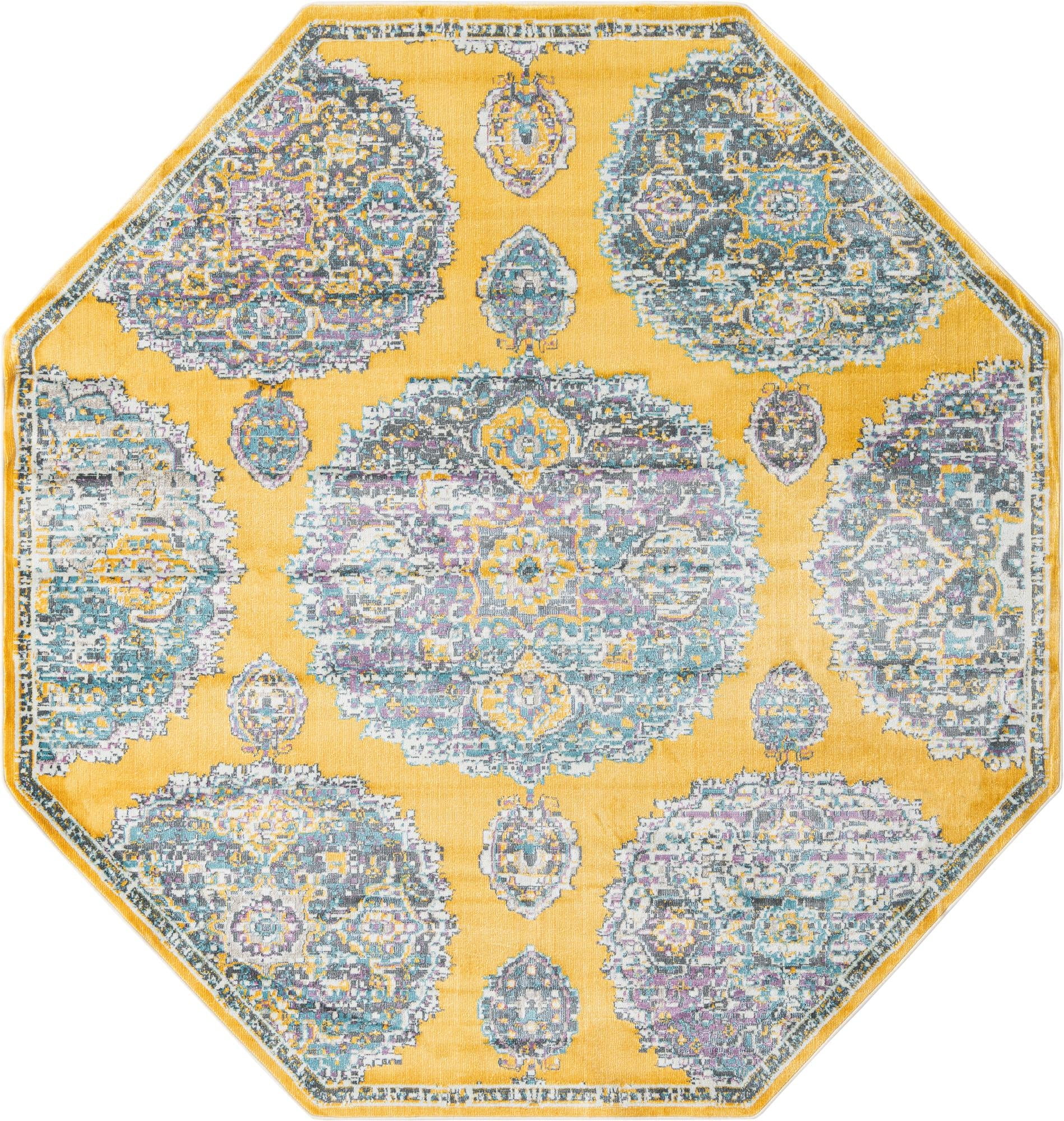 Rugs.com Paragon Collection Rug – 6 Ft Octagon Yellow Medium-Pile Rug ...