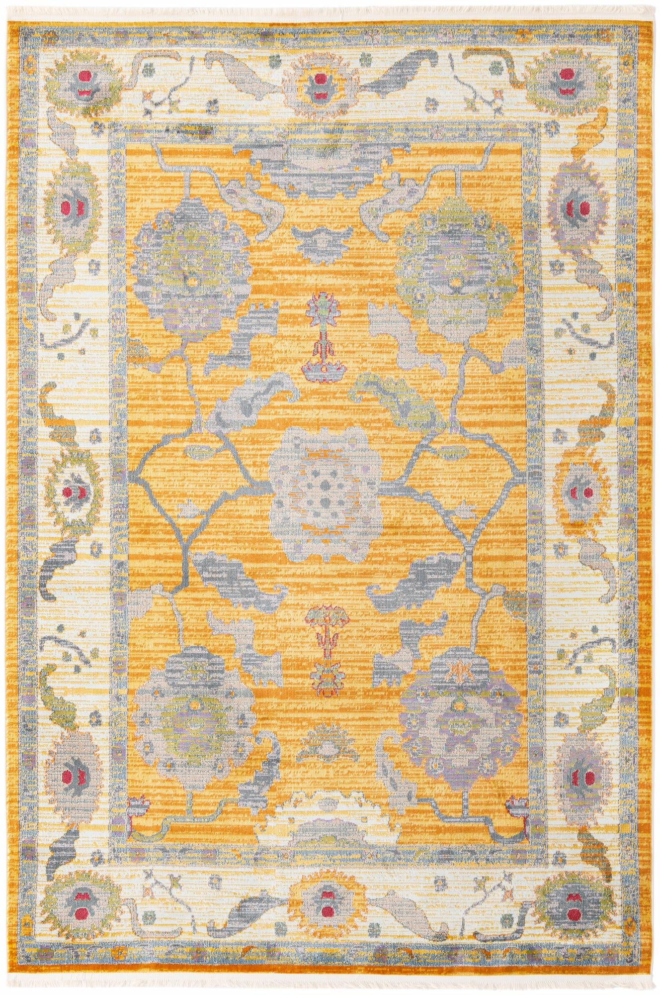 Rugs.com Paragon Collection Rug – 6' x 9' Yellow Medium-Pile Rug ...