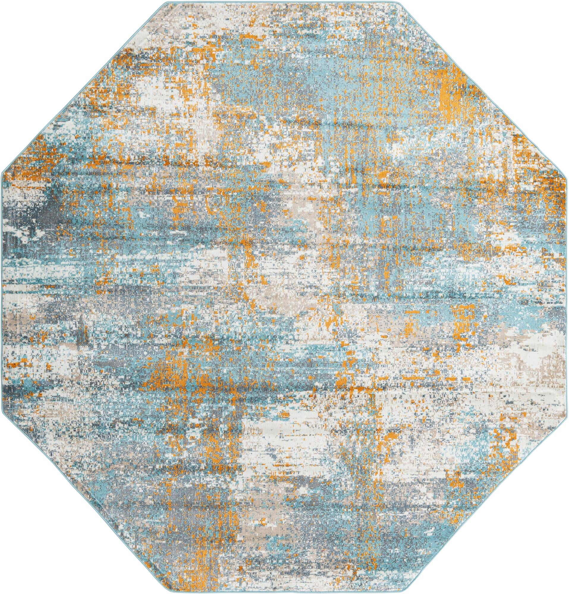 Rugs.com Paragon Collection Rug – 8 Ft Octagon Aqua Medium-Pile Rug ...