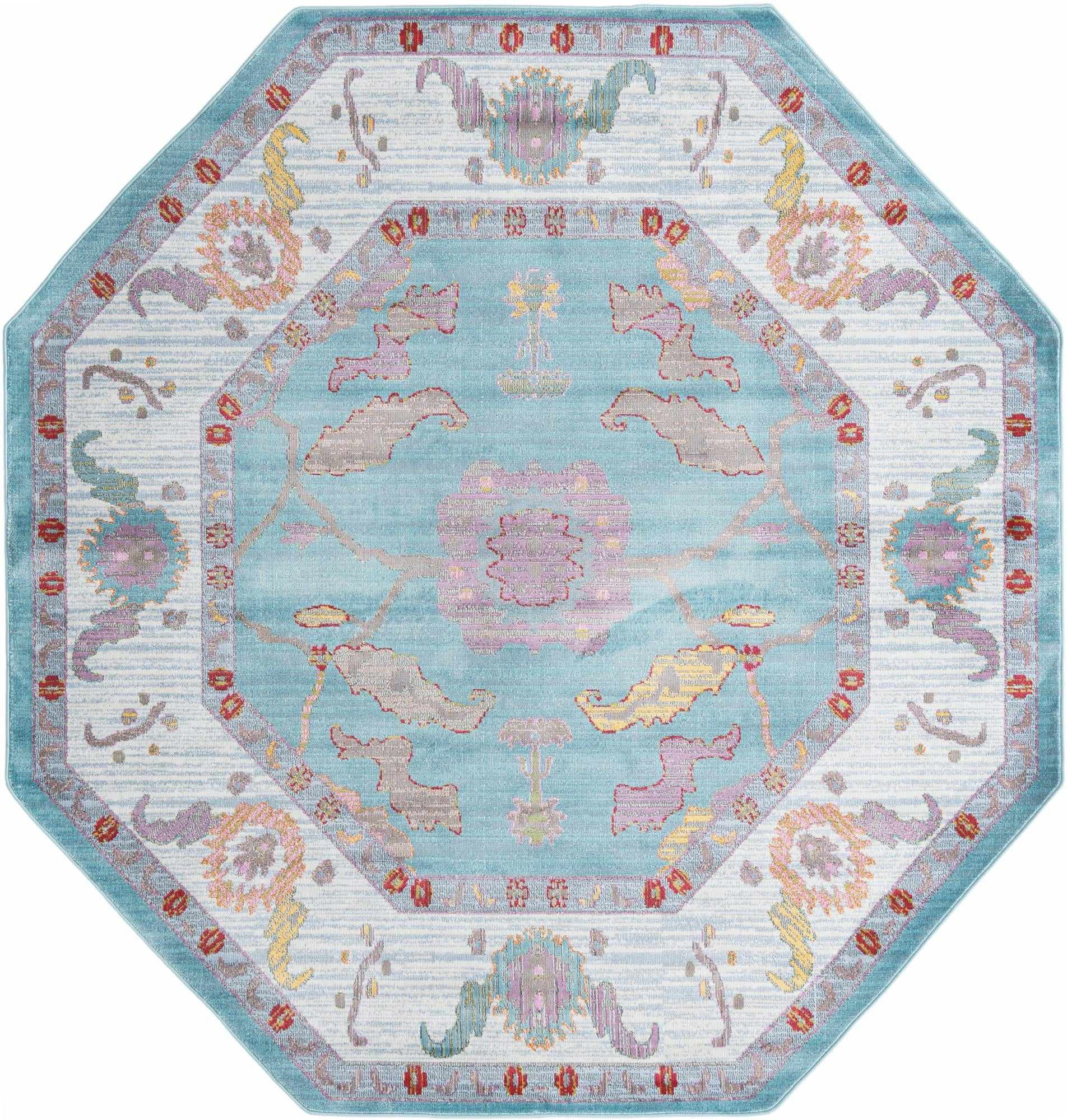 Rugs.com Paragon Collection Rug – 8 Ft Octagon Aqua Medium-Pile Rug ...